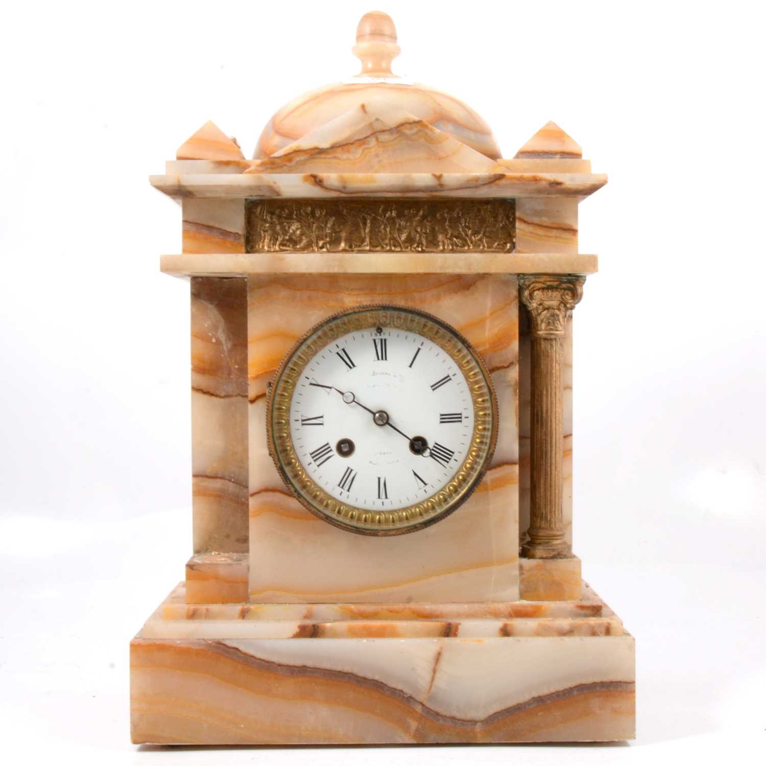 Lot 354 - French onyx mantel clock,