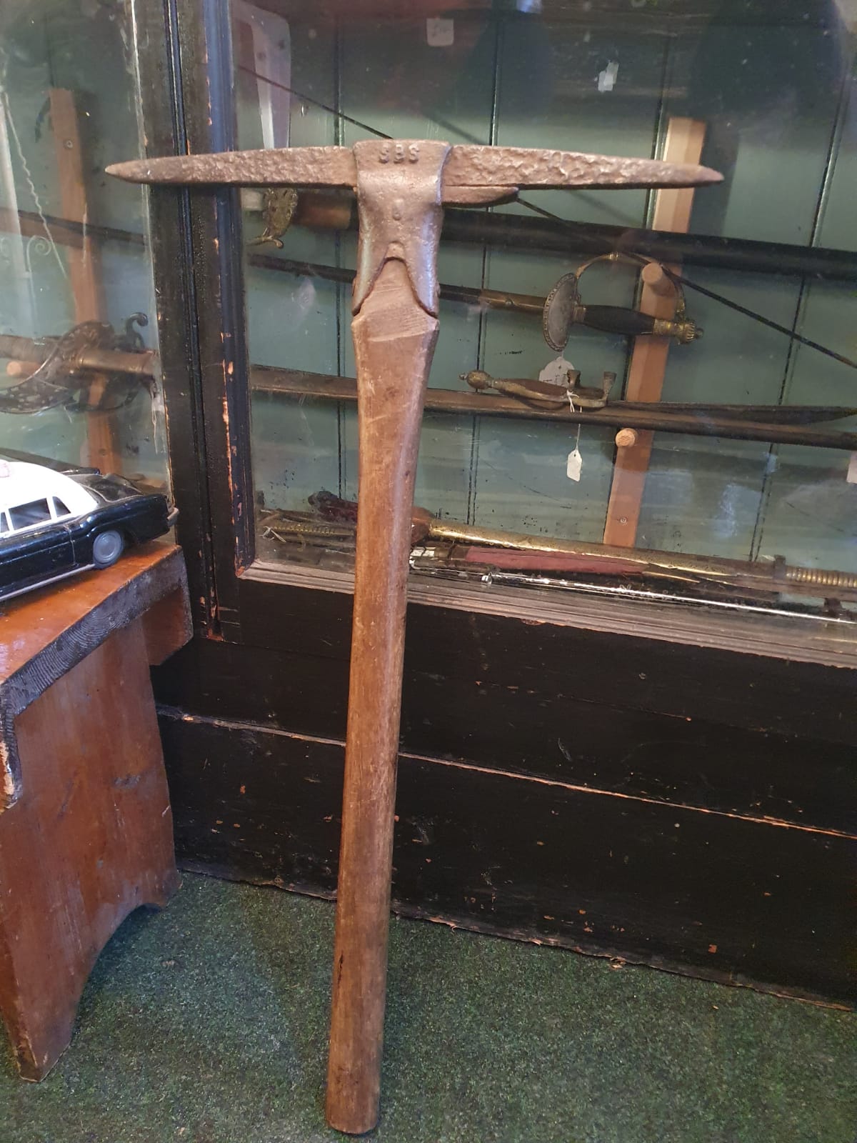 Lot 170 - 19th century Welsh Coal Miners wedge pickaxe,