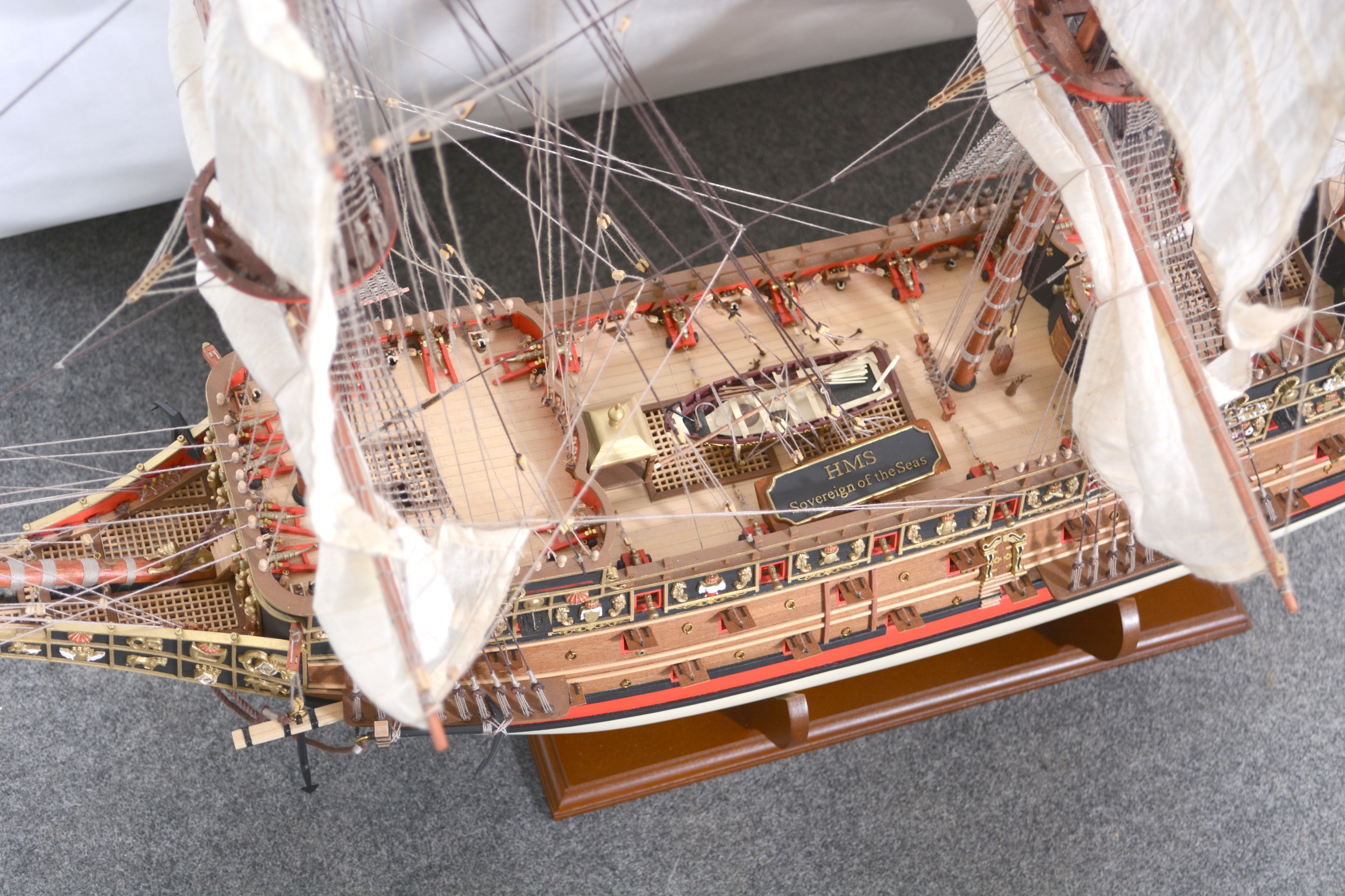 Lot 163 - A hand-built model galleon sailing ship of
