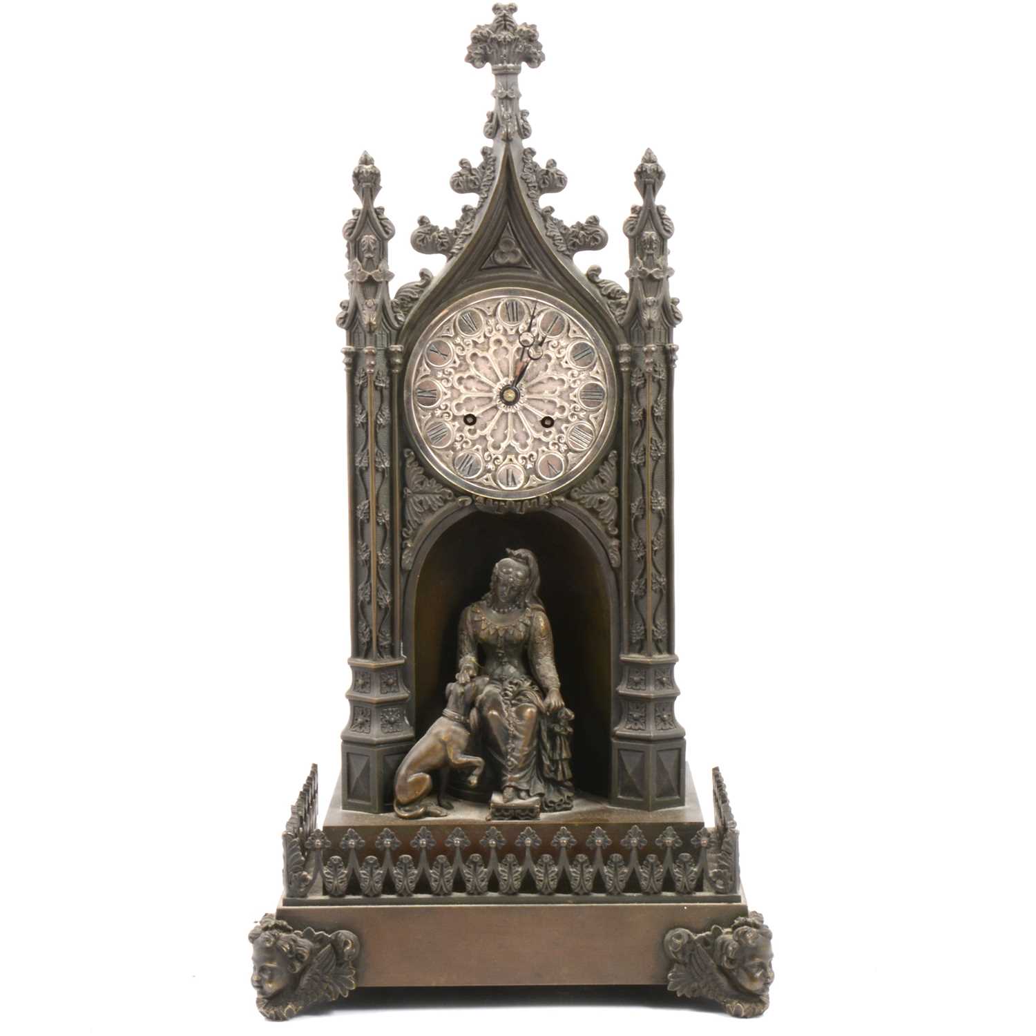 Lot 107 - French bronzed metal mantel clock,