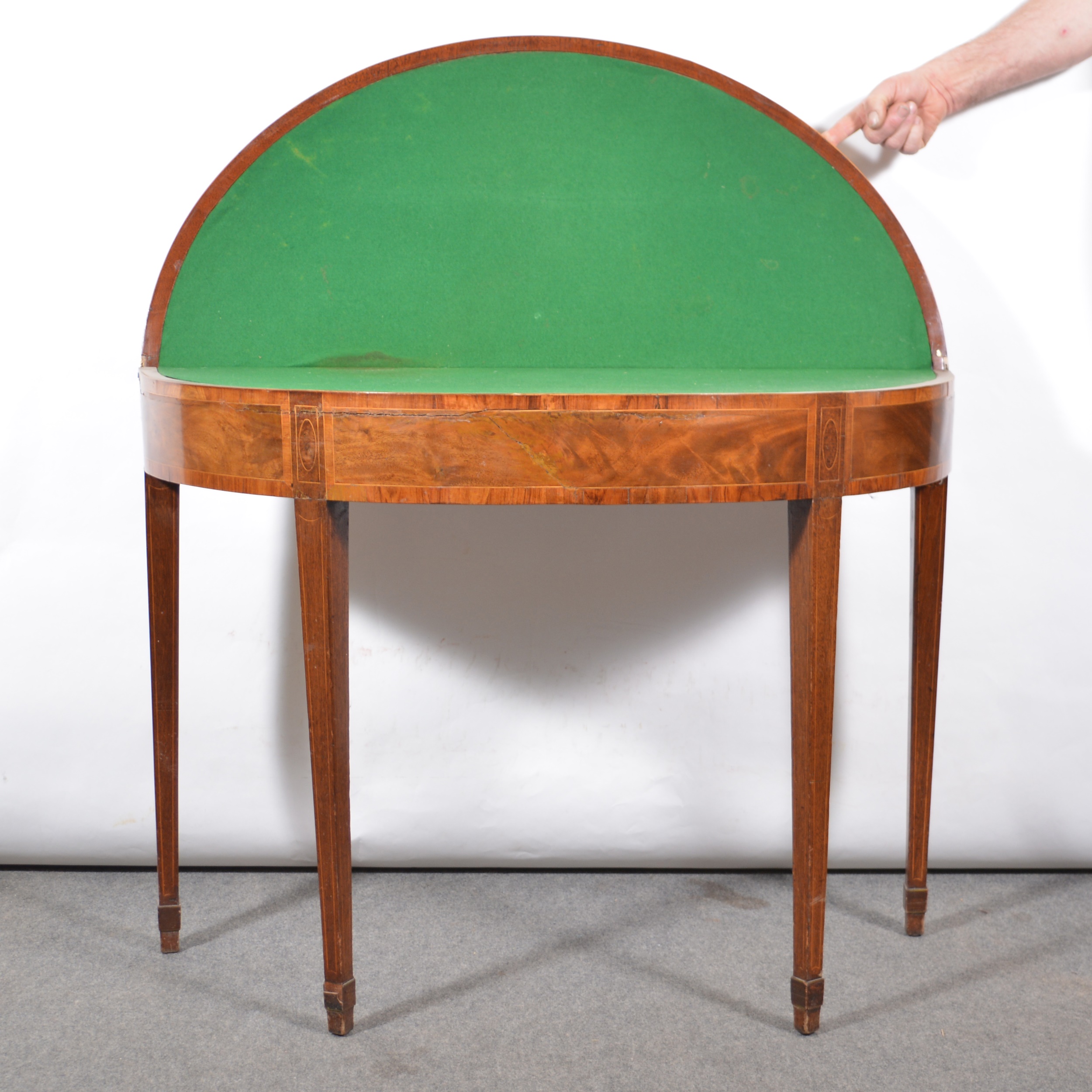 Lot 448 - George III mahogany card table,