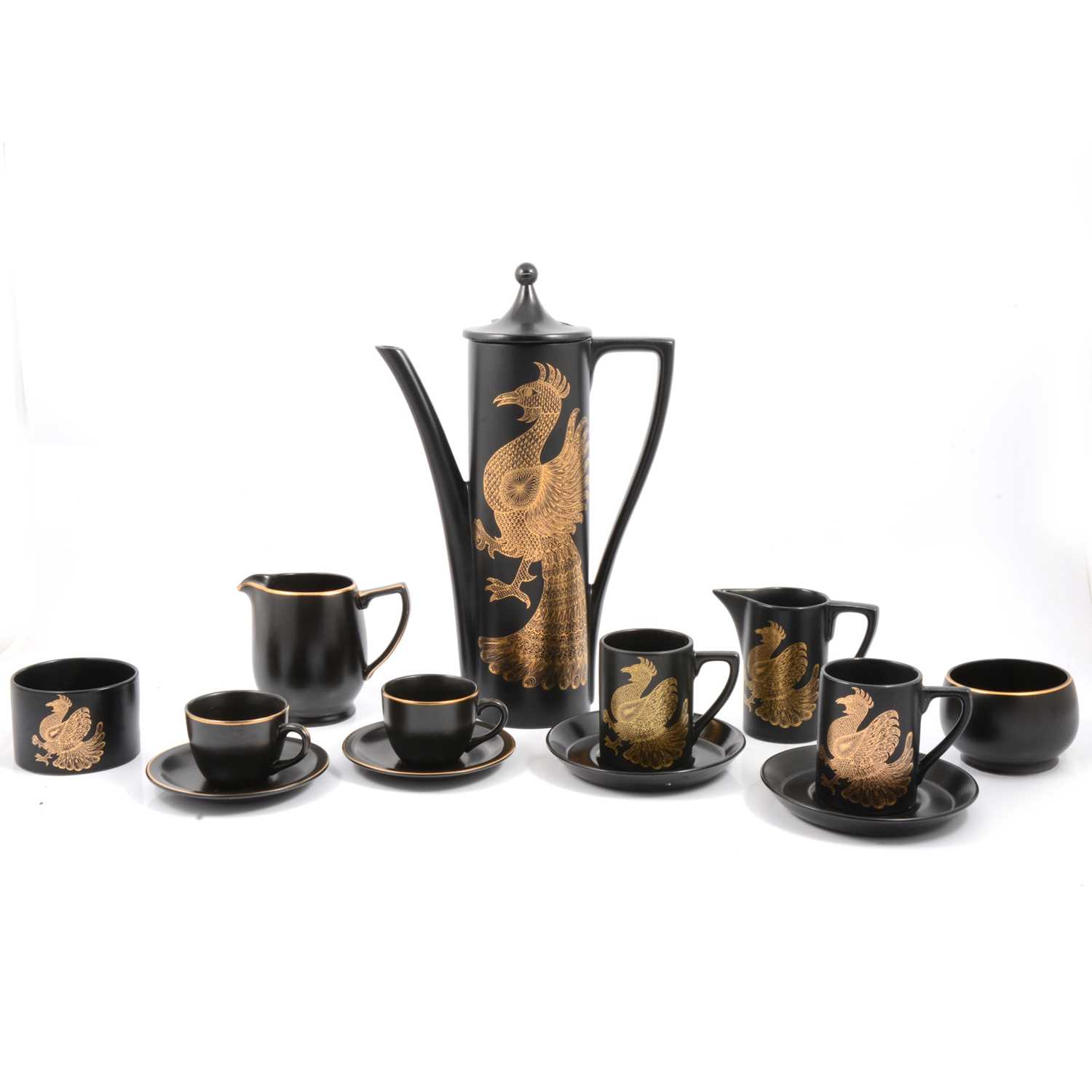 Lot 9 - Portmeirion 'Phoenix' pattern coffee set by