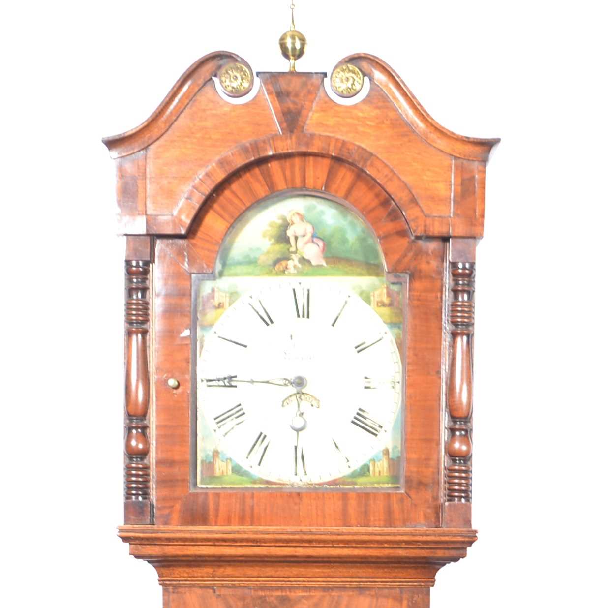 Lot 555 - Oak and mahogany longcase clock, signed