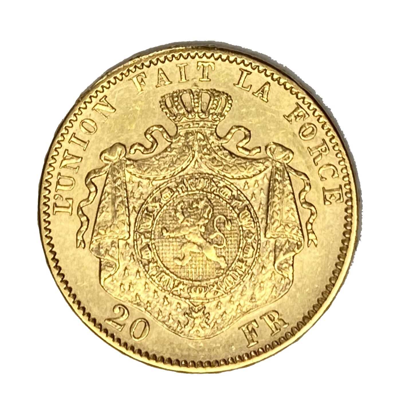 Lot 120 - Belgium, 20 Franc gold coin, Leopold II,