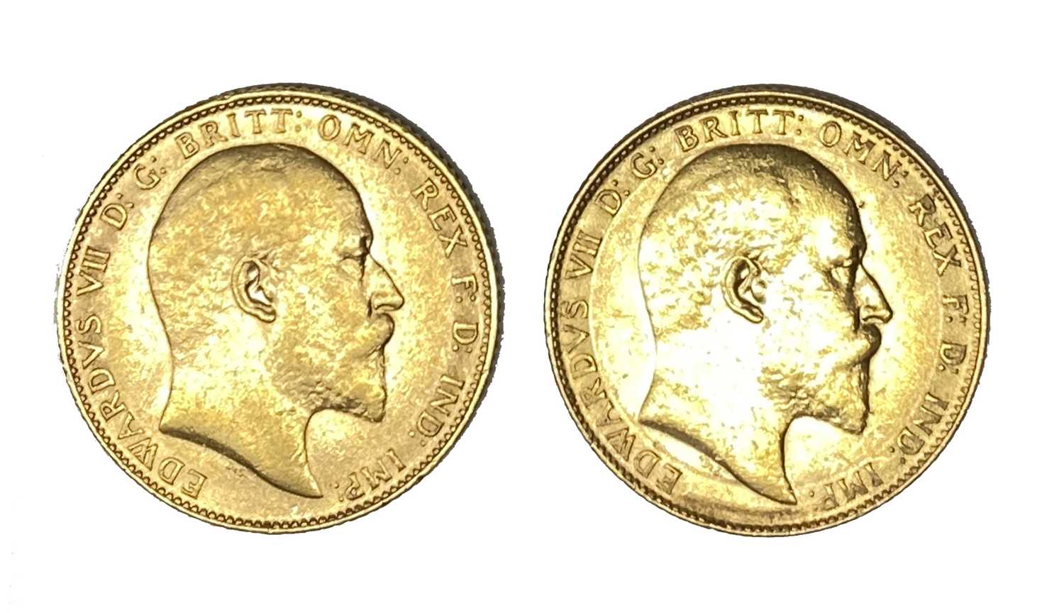 Lot 424 - Edward VII two gold Sovereign coins, 1909