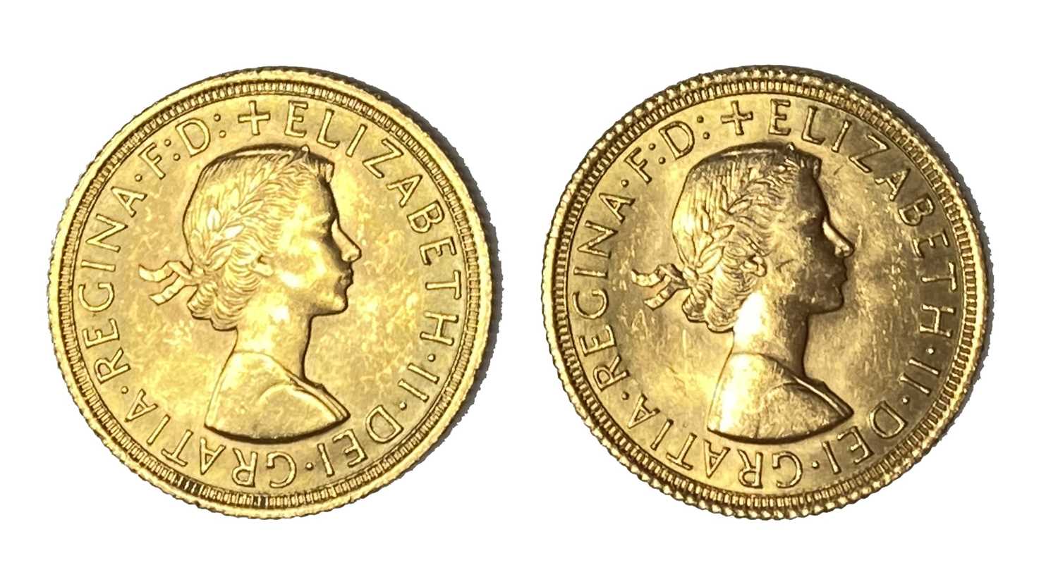 Lot 415 - Elizabeth II two gold Sovereign coins, 1963