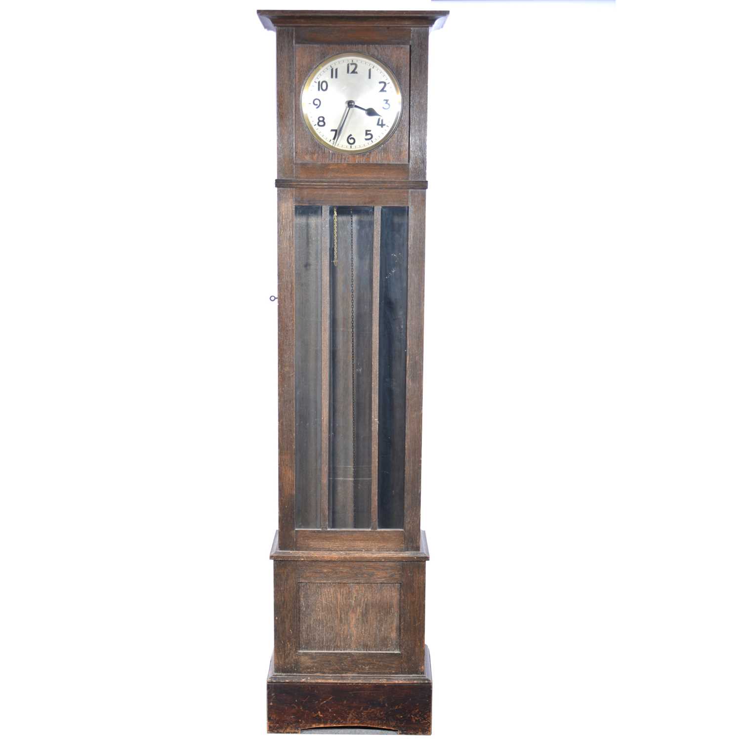 Lot 618 - Oak longcase clock, 1920's,