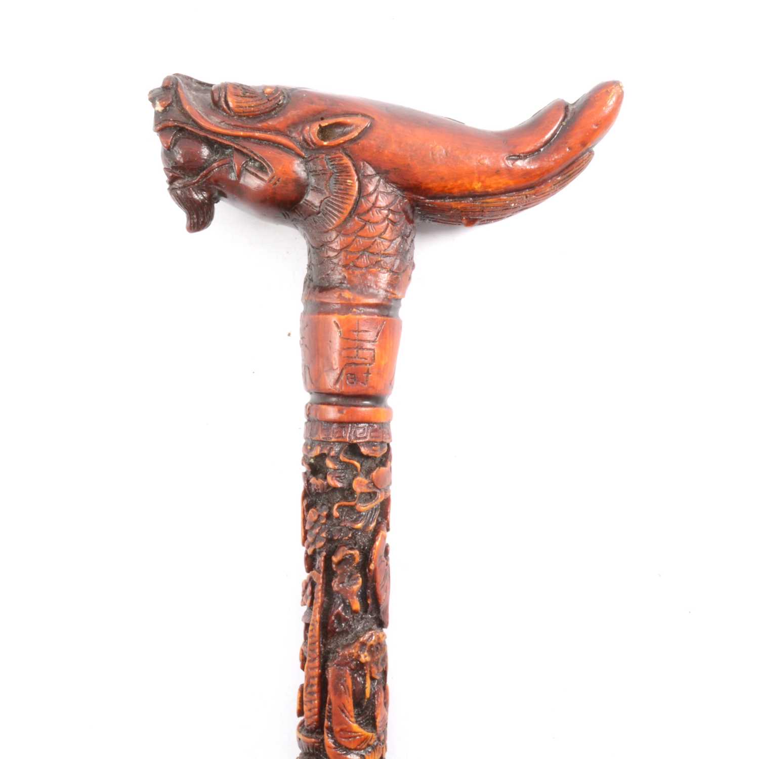 Lot 89 - Chinese carved resin cane