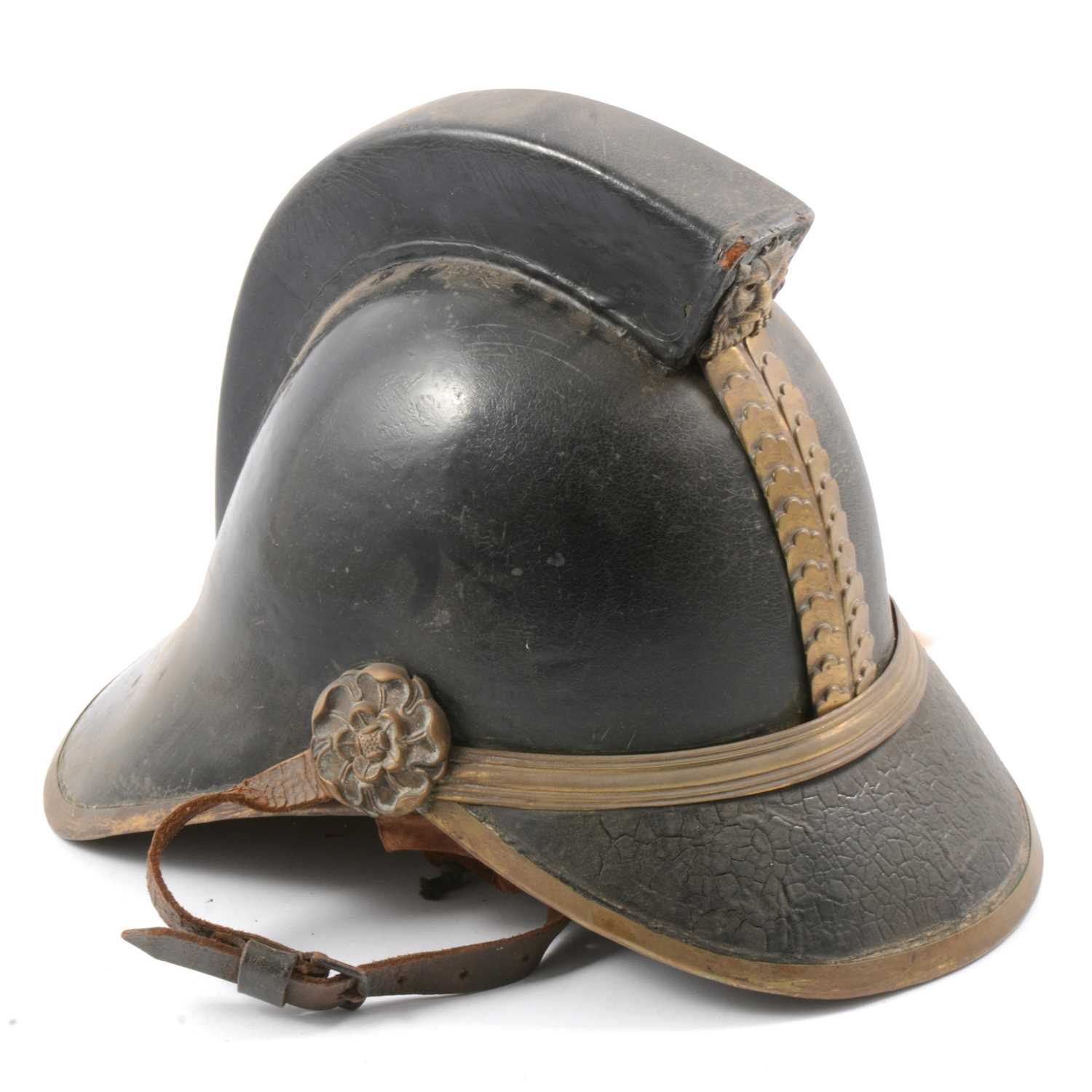 Lot 109 - Leather fire helmet, 19th century