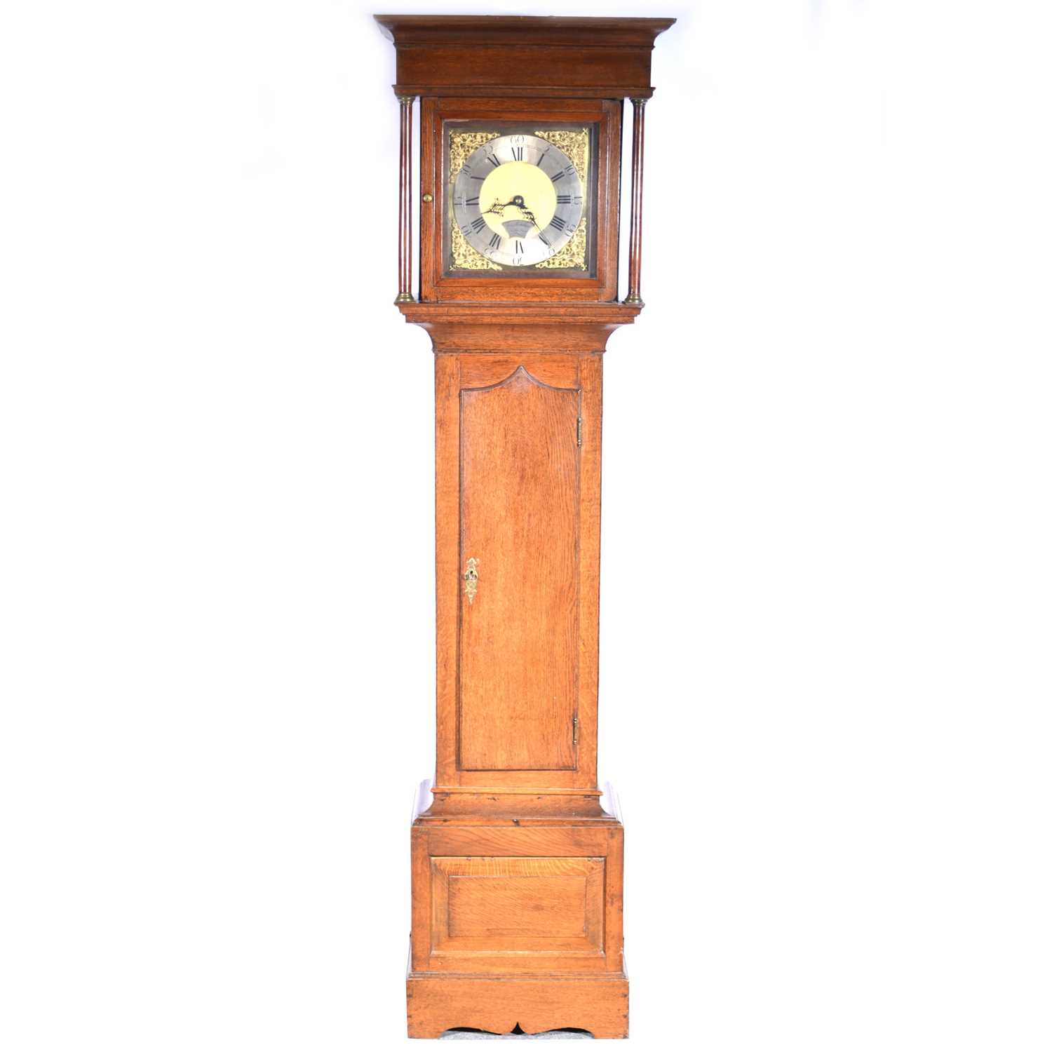 Lot 642 - Oak longcase clock, signed Fran Robotham,