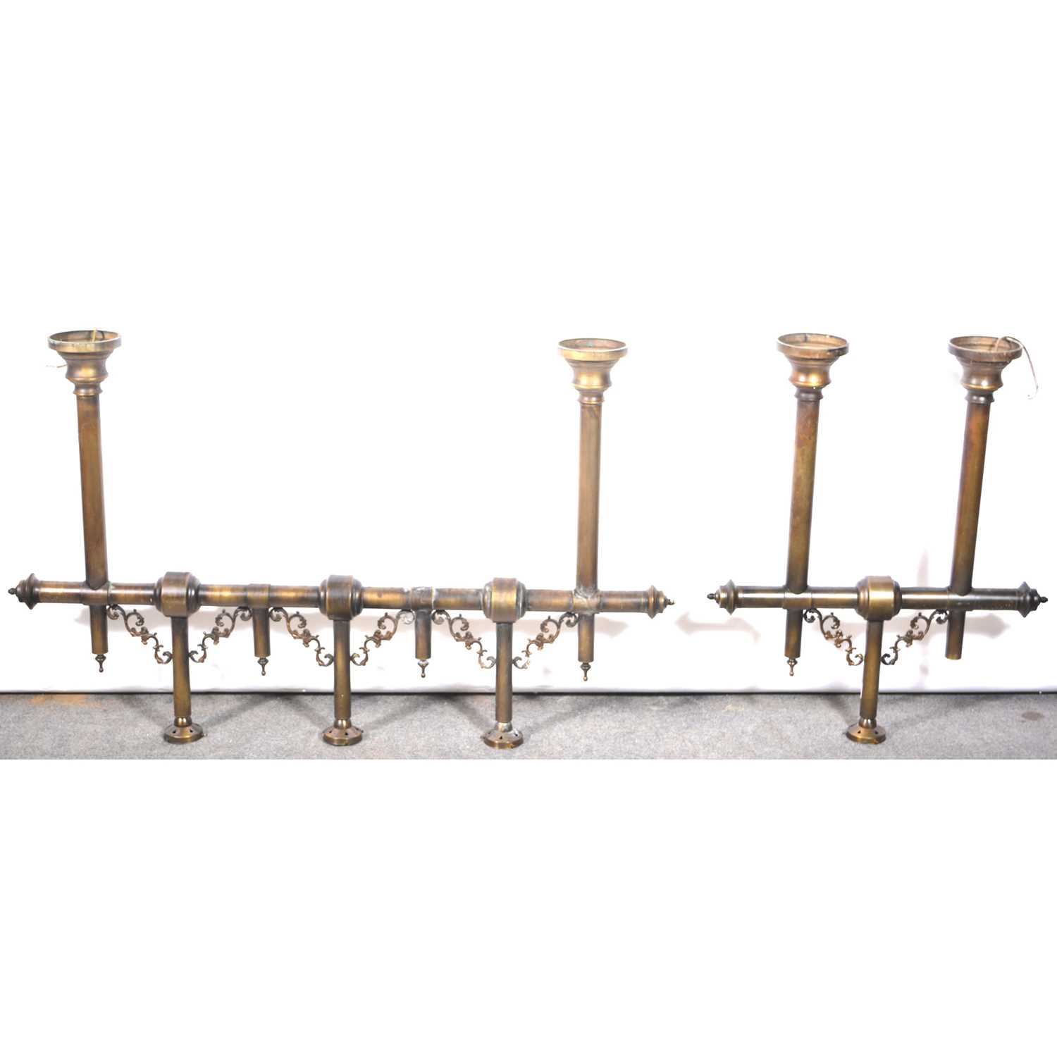 Lot 621 - Five snooker table lighting brackets