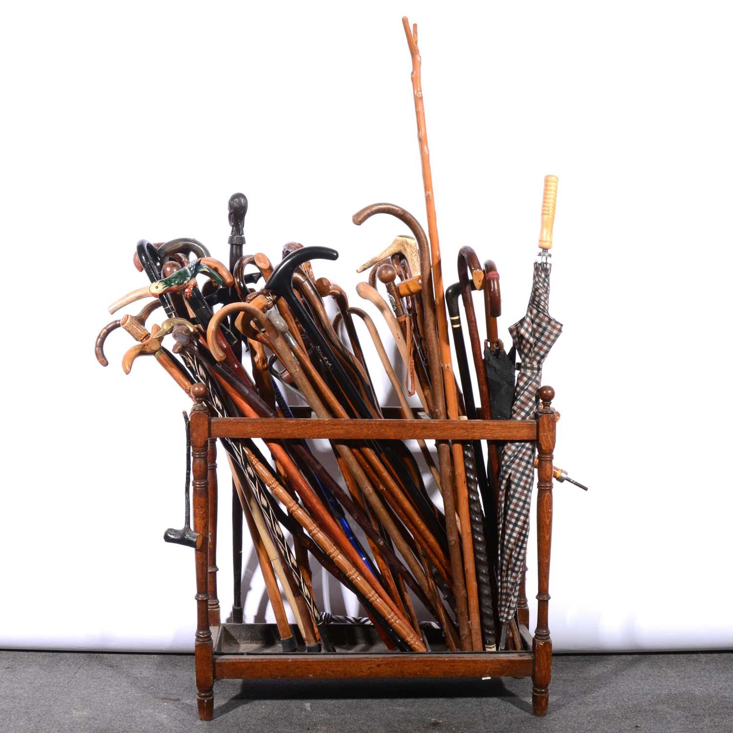 Lot 574 - Large collection of walking sticks, and a