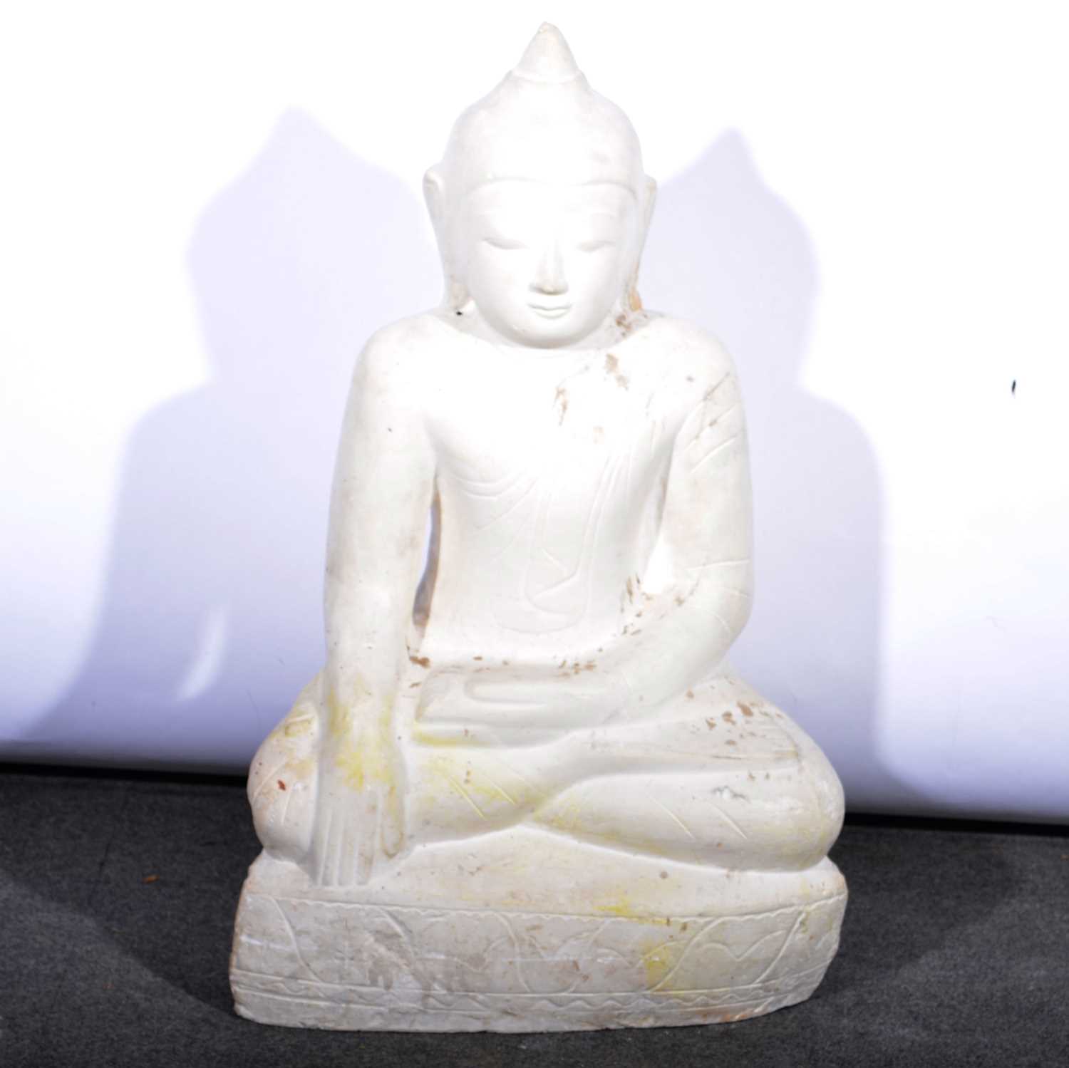 Lot 125 - Modern plaster statue, Buddha seated,