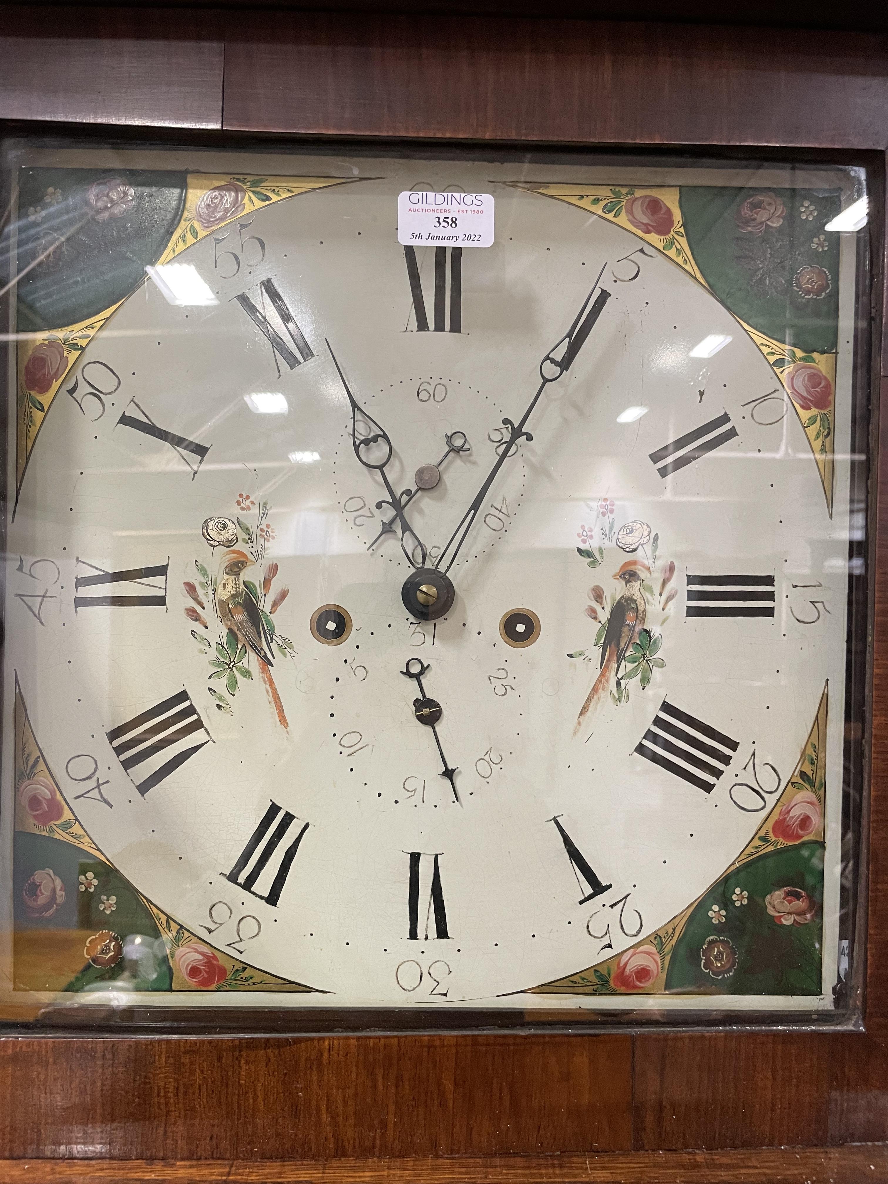 Lot 358 - Oak and mahogany longcase clock,