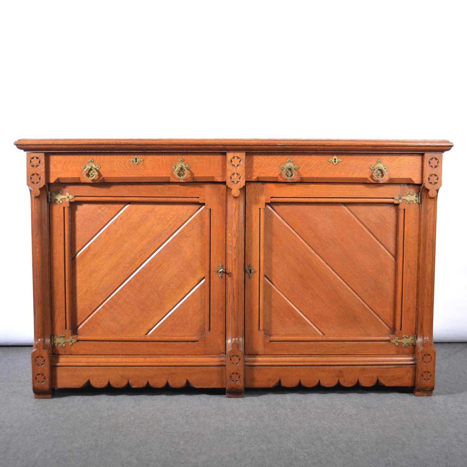 Lot 500 - Victorian Gothic Revival oak sideboard