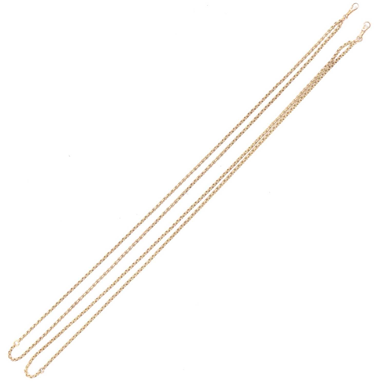 Lot 108 - A Victorian yellow metal chain in two