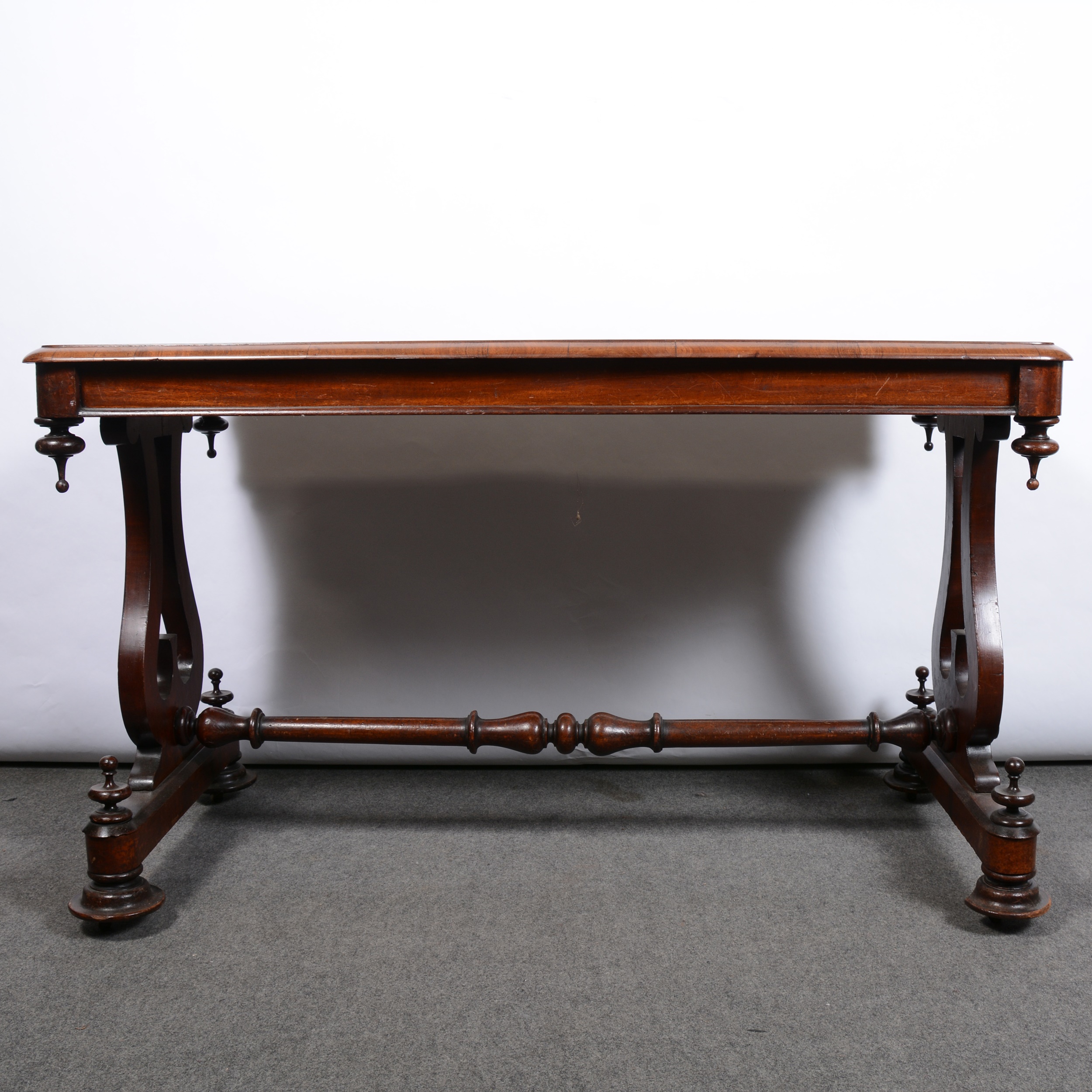 Lot 559 - Victorian mahogany side table, lyre end