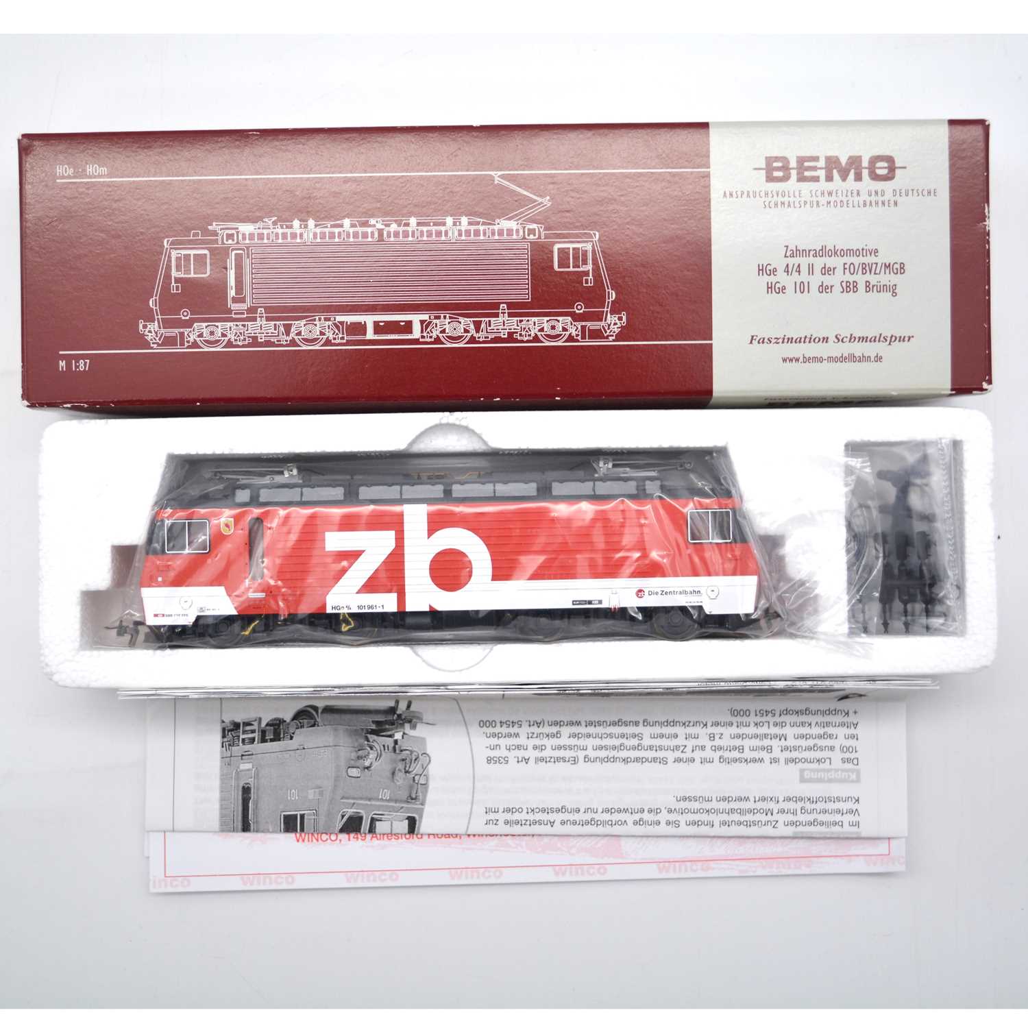 Bemo HOe model railway locomotive ref 1262 471 zb HGe 4/4 101 961 'Horw ...