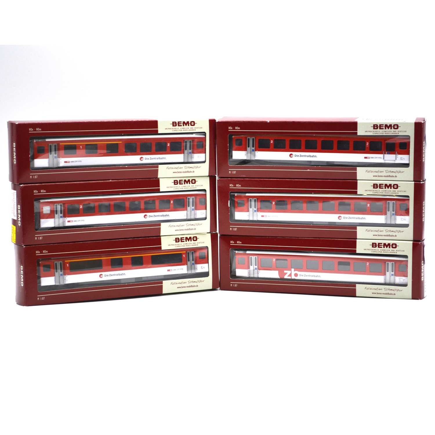 Lot 517 - Six Bemo HOe gauge model railway passenger