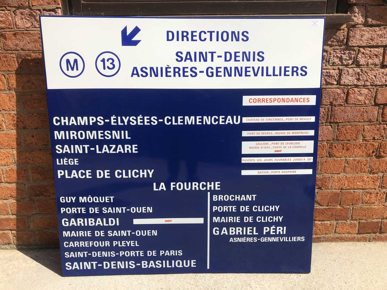 Lot 228 - French railway station enamel sign, 'M13