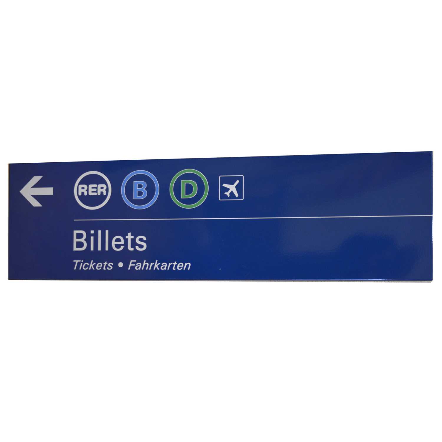 Original French railway station enamel directions sign 'RER B C Billets ...