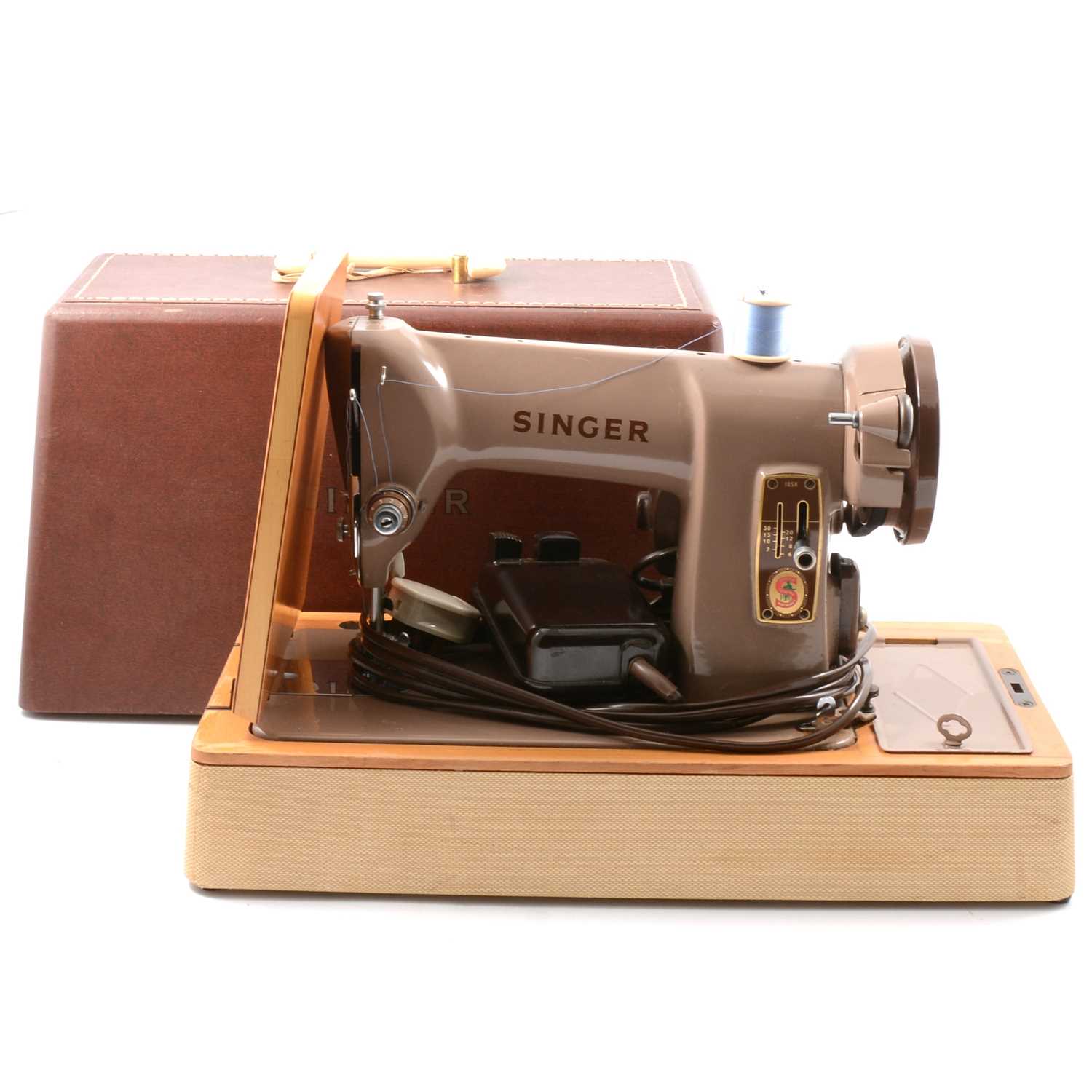 Lot 361 - Copper kettle, Adler typewriter and a Singer