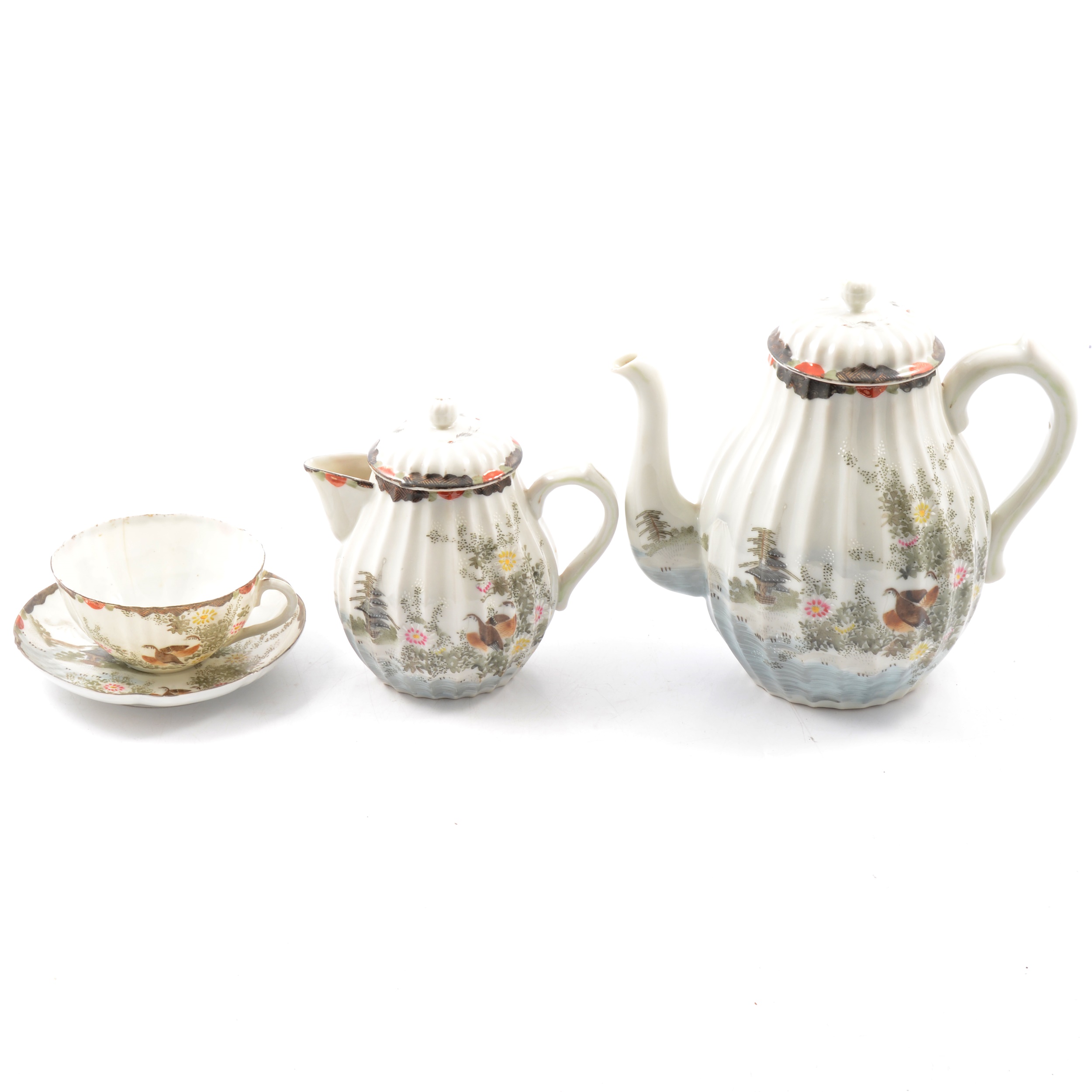 Lot 47 - Japanese eggshell type porcelain tea service.