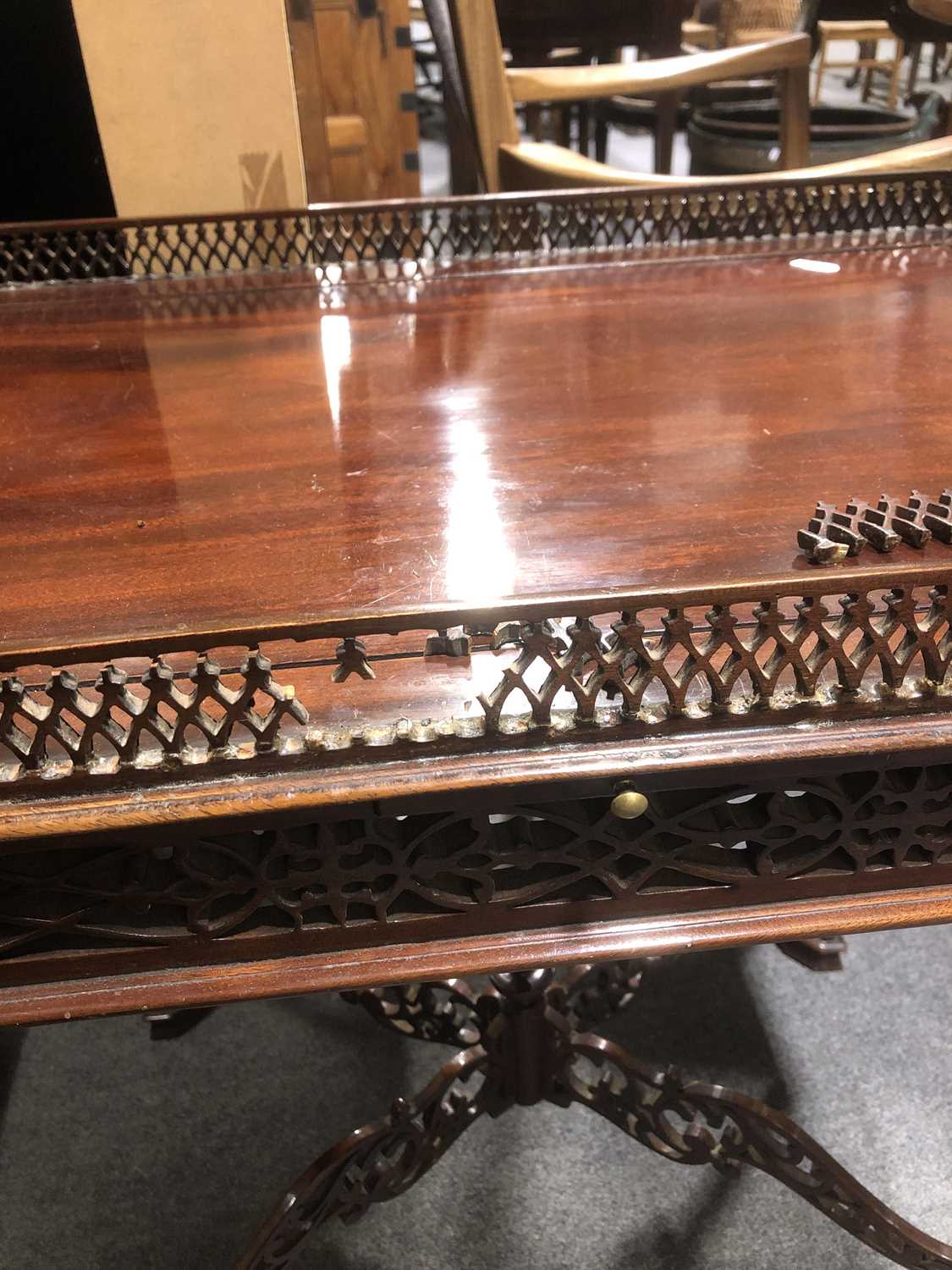 Lot 398 - Chippendale style mahogany silver table,