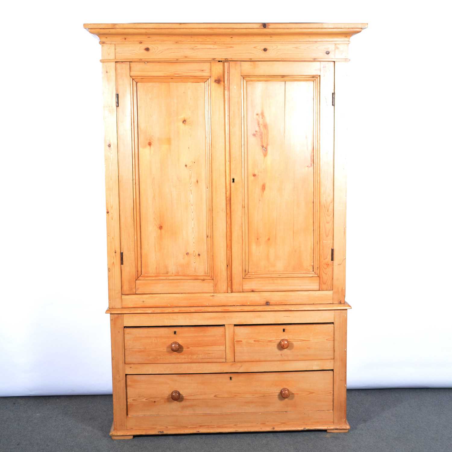 Lot 353 - Stripped and reclaimed pine linen press