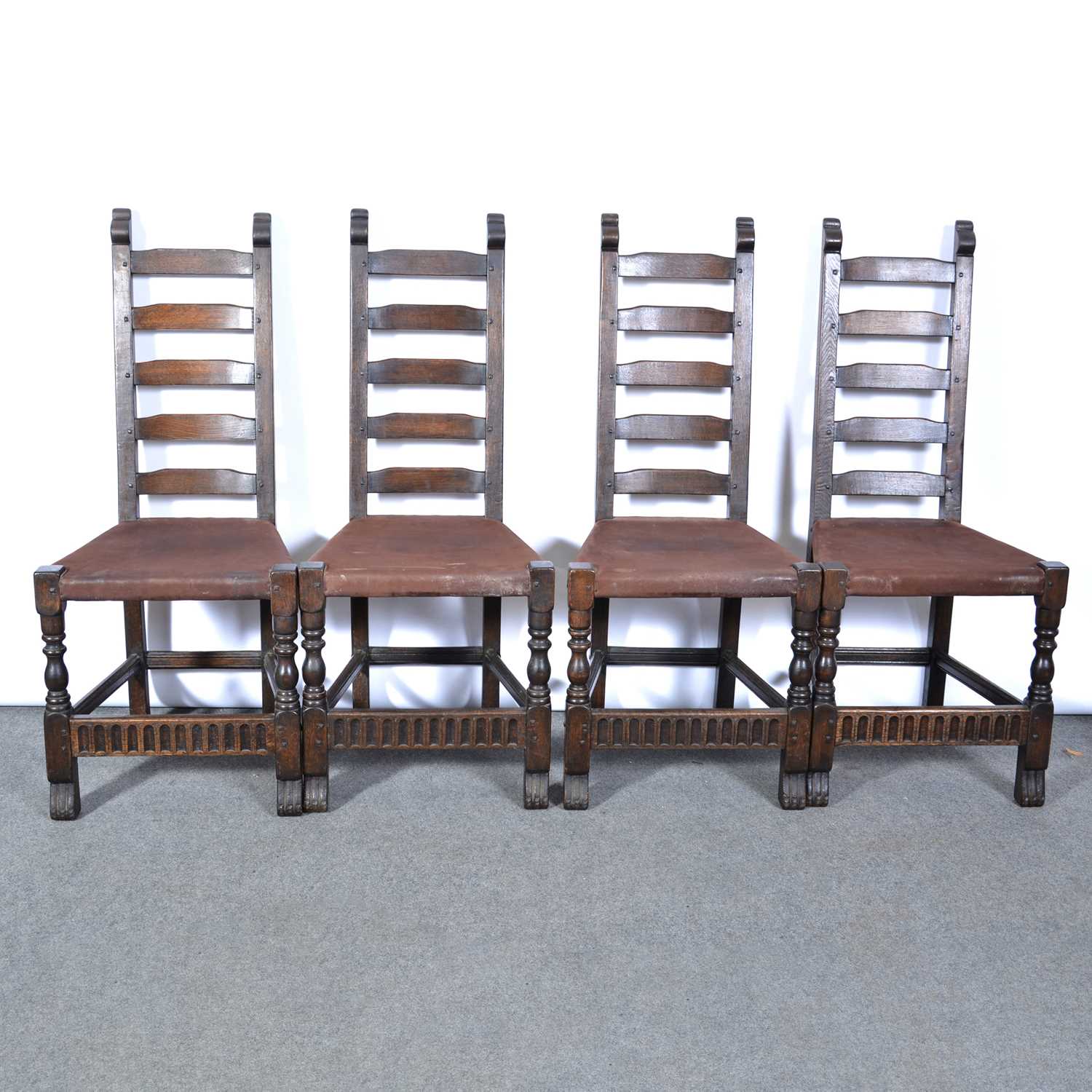 Lot 521 - Refectory type reproduction carved oak
