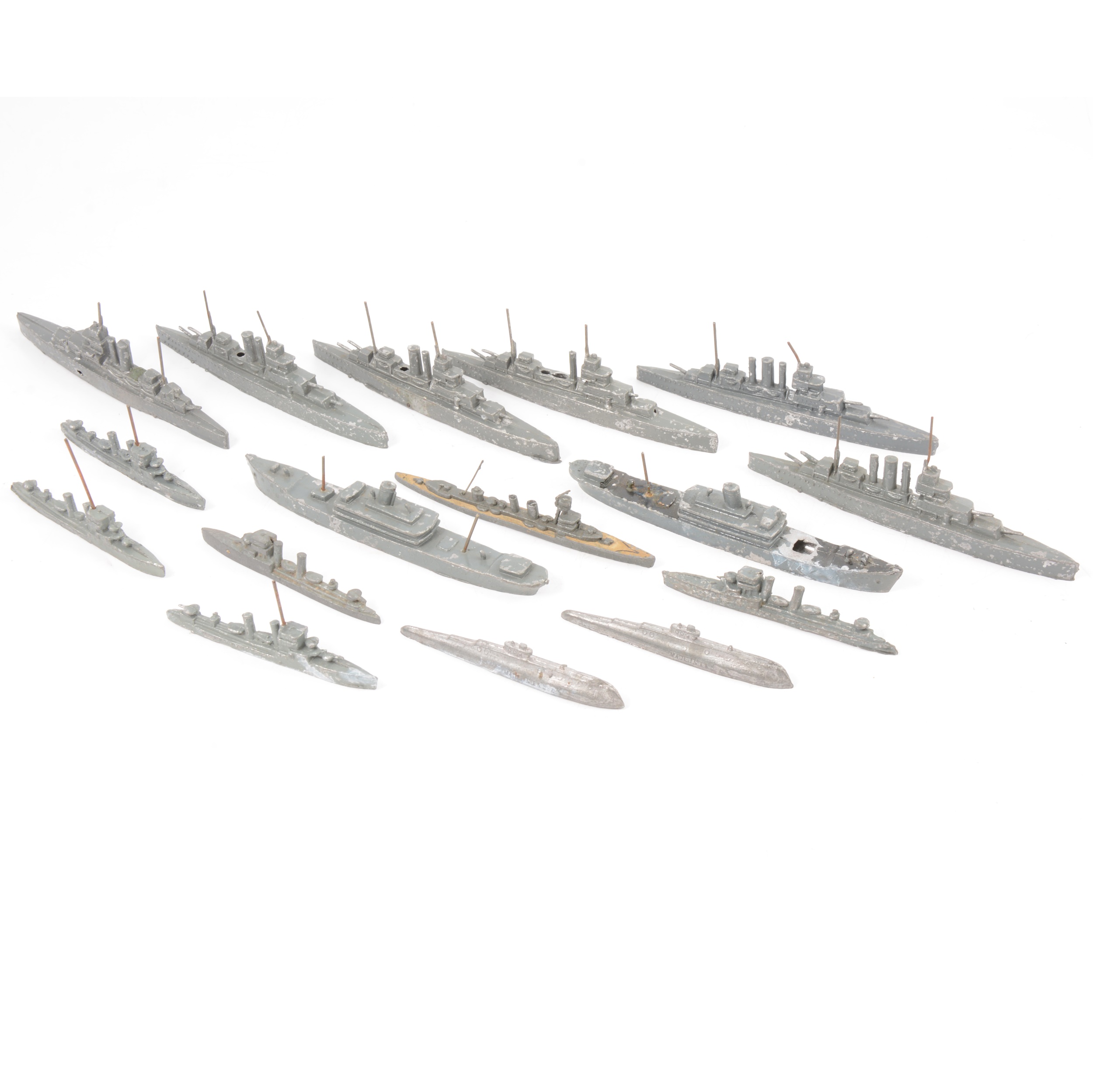 Lot 49 - Lead model toy ships, sixteen mostly military