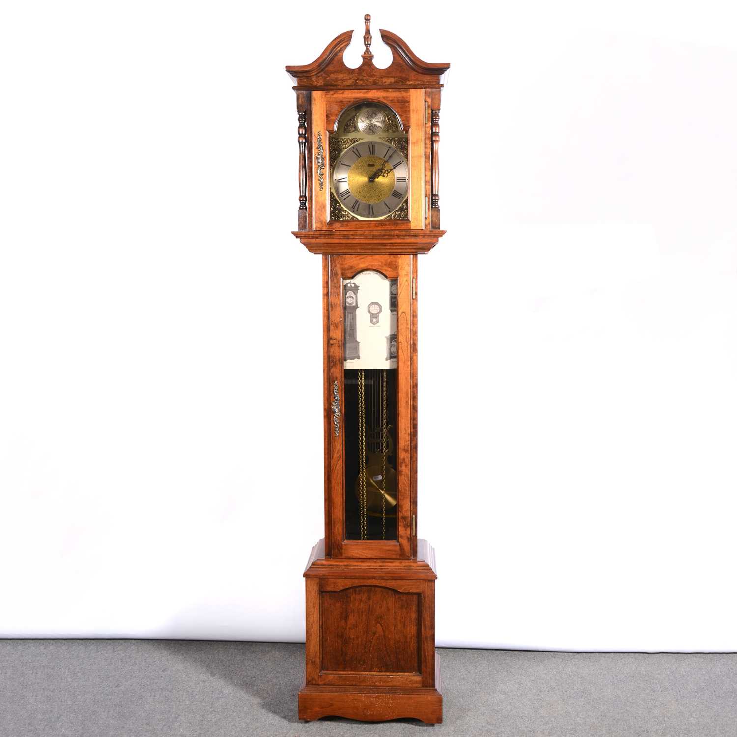 Lot 511 - Reproduction stained wood longcase clock,