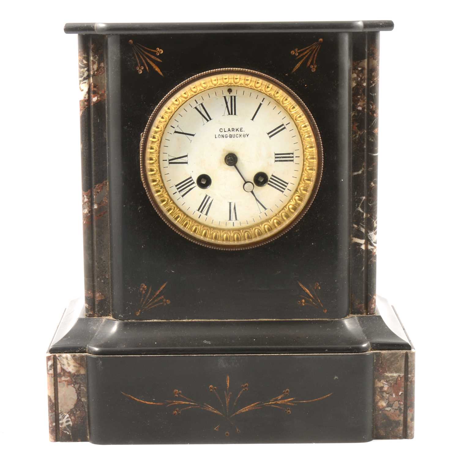 Lot 134 - Victorian slate and marble mantel clock,