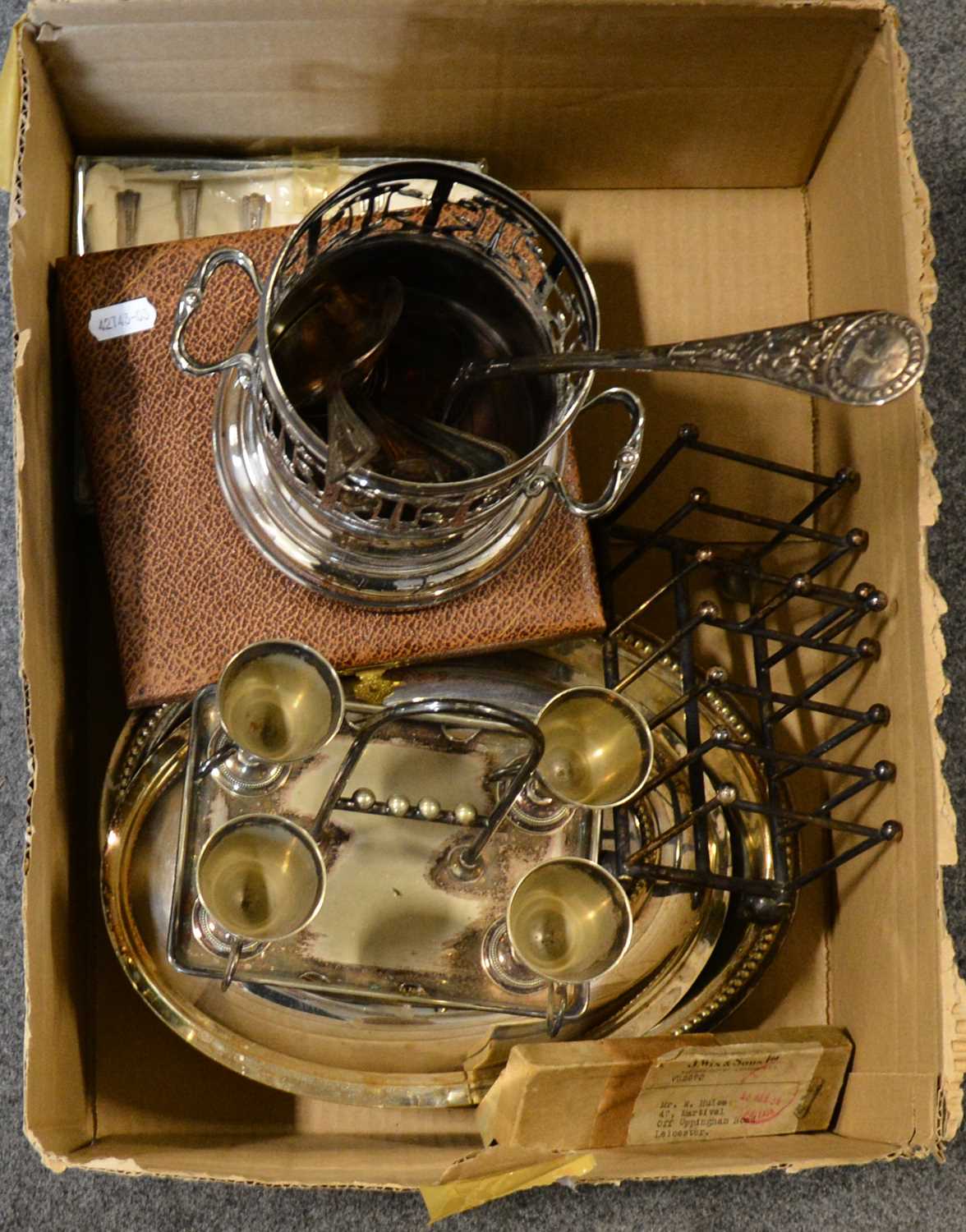 Lot 148 - Silver-plated entree dishes, basting spoon,