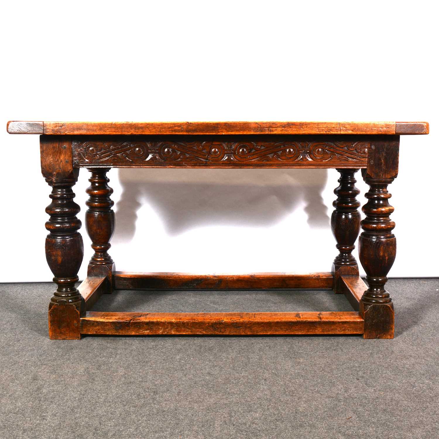Lot 494 - Joined oak refectory table, in the Jacobean