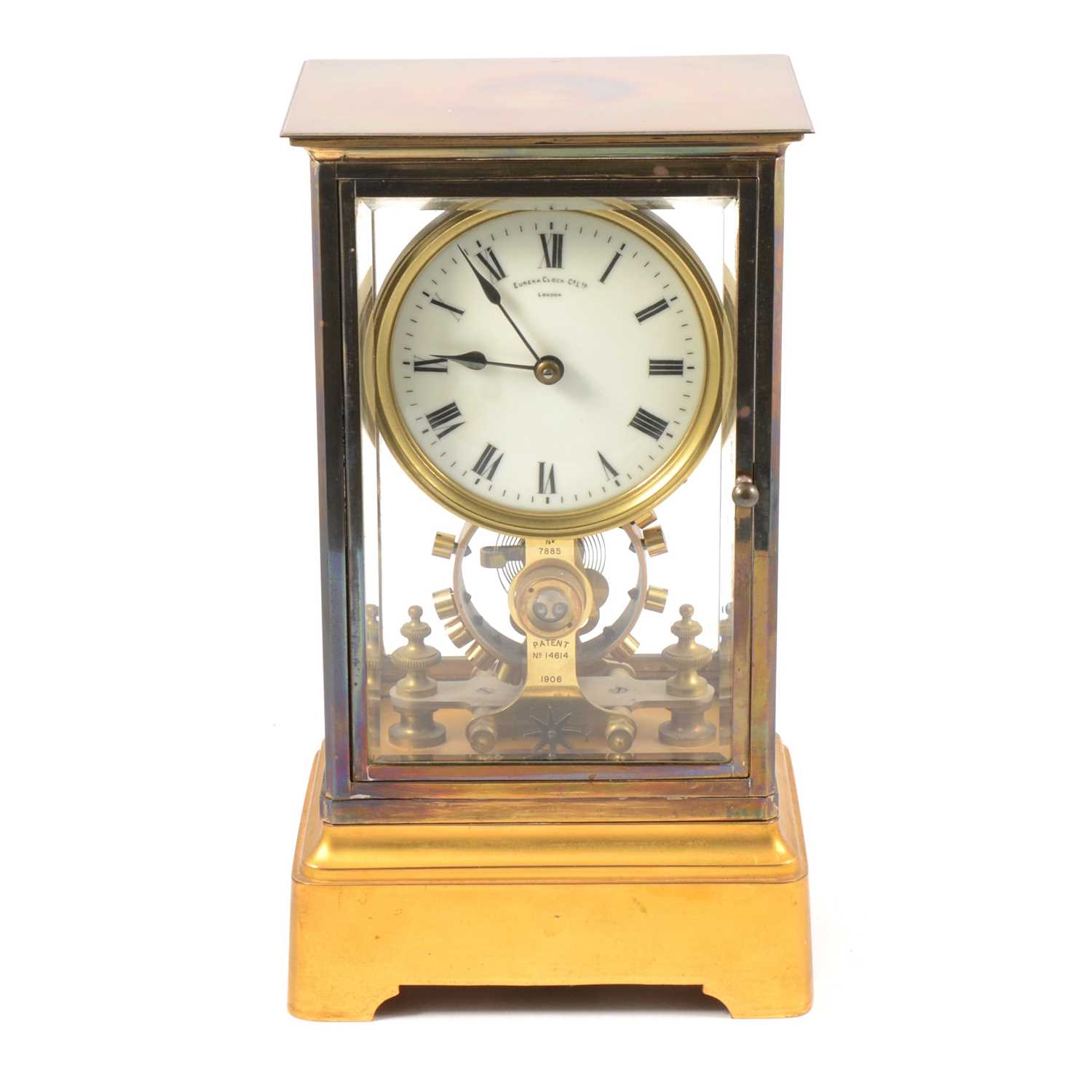 Lot 142 - Eureka brass cased clock,