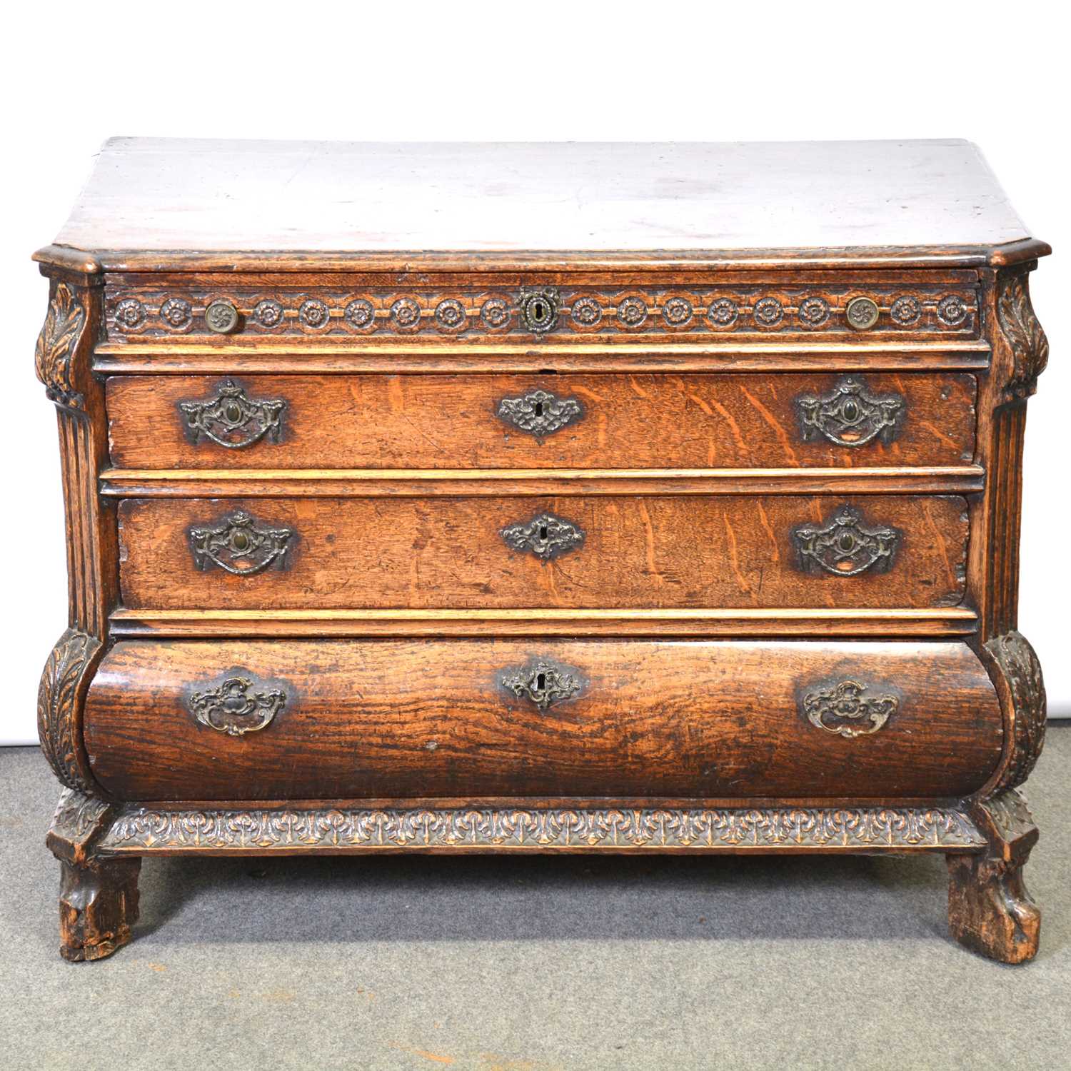 Lot 344 - Dutch carved oak commode, late 18th Century,