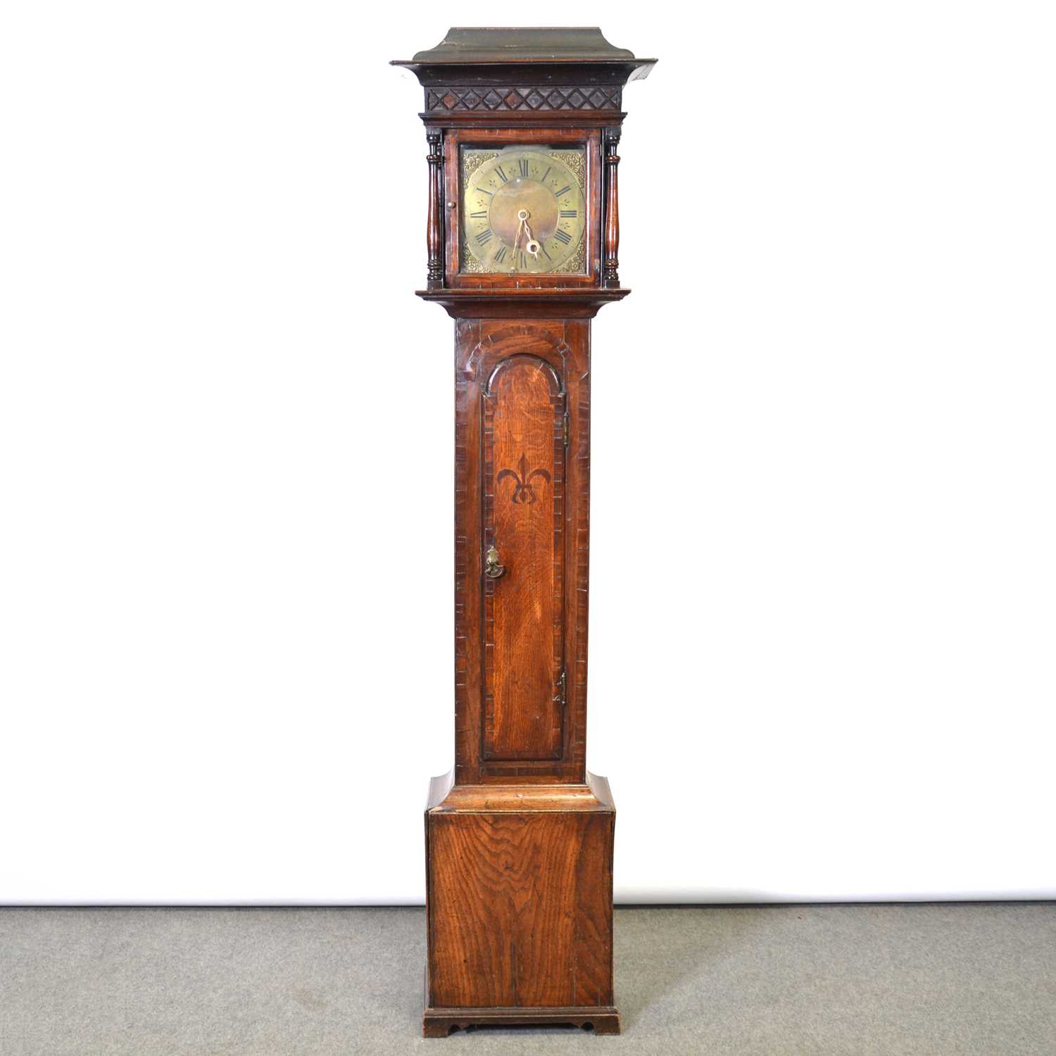 Lot 371 - Oak and elm longcase clock,