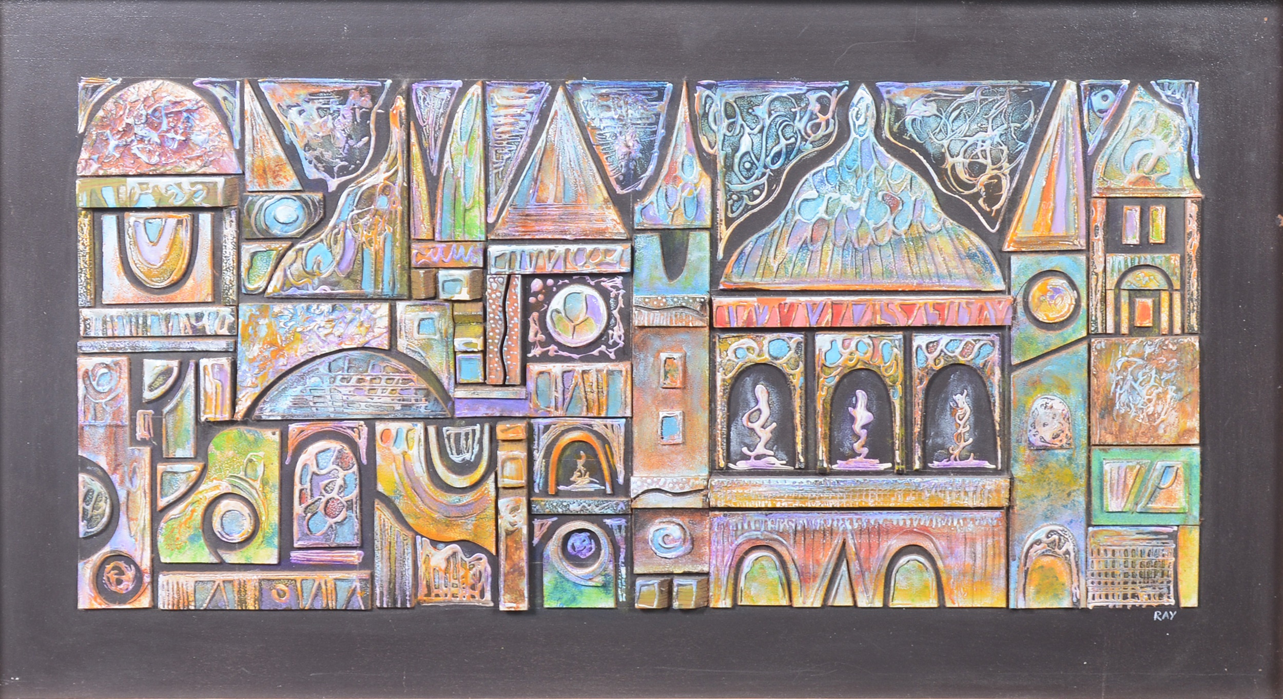 Lot 84 - Jack Ray, two 1970s relief artwork panels