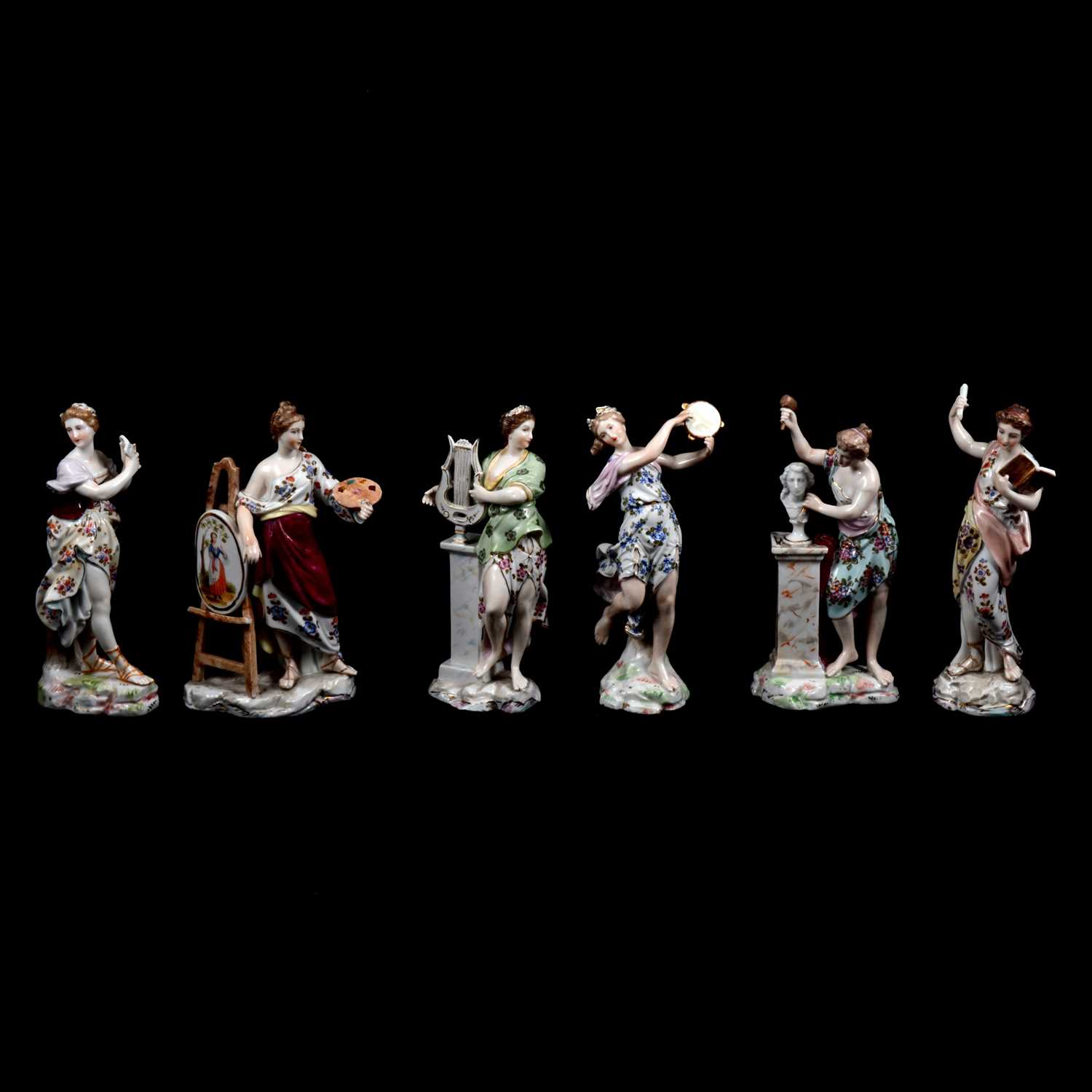 Lot 131 - Set of six Sitzendorf porcelain figures