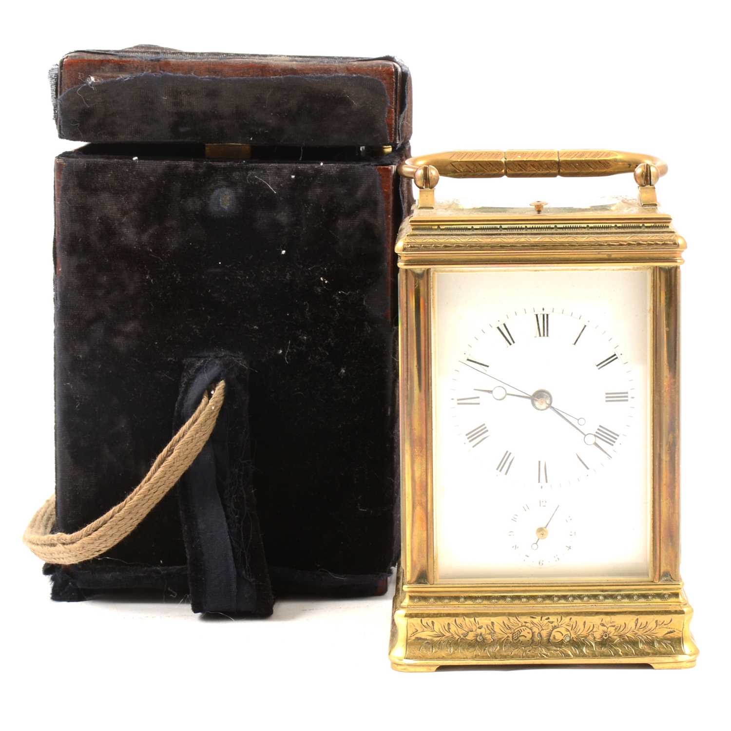Lot 298 - French brass gorge cased carriage clock,