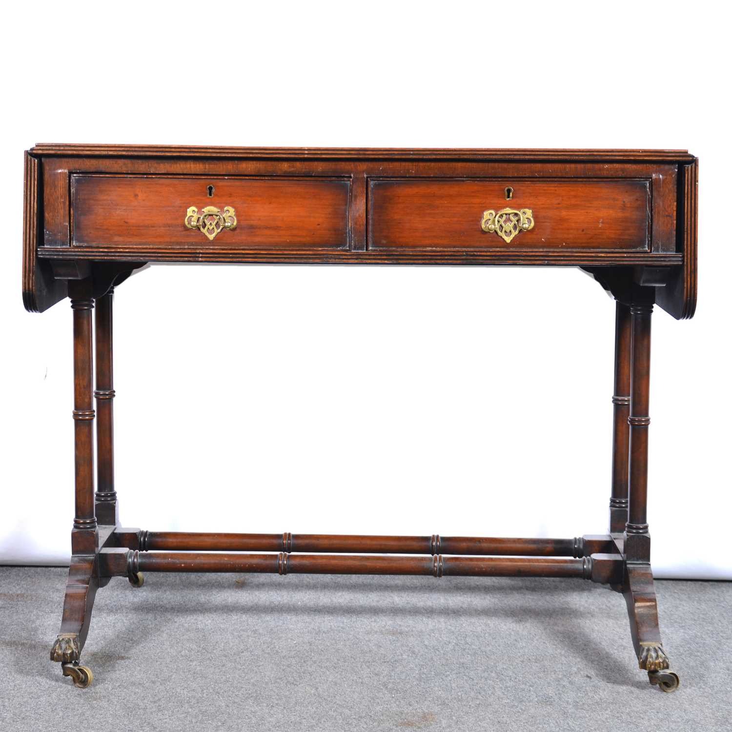Lot 395 - Reproduction mahogany sofa table,
