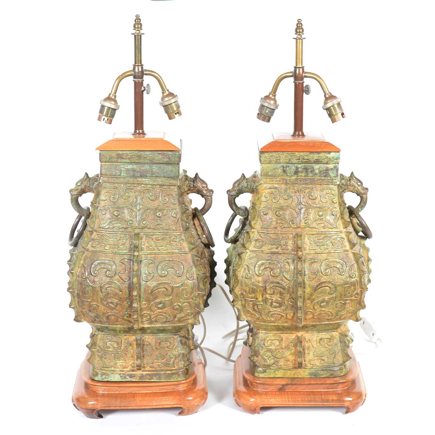 Lot 535 - Pair of modern Chinese archaic-style bronze