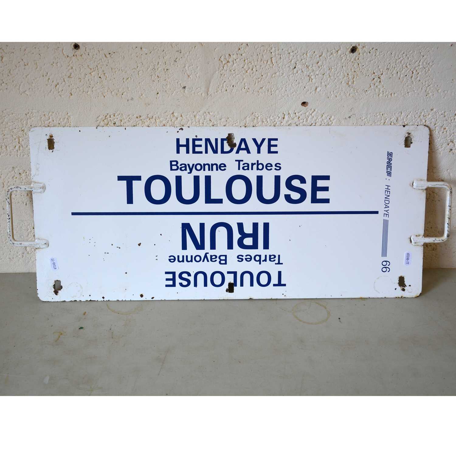 Lot 231 - French SNCF railway train metal plate sign