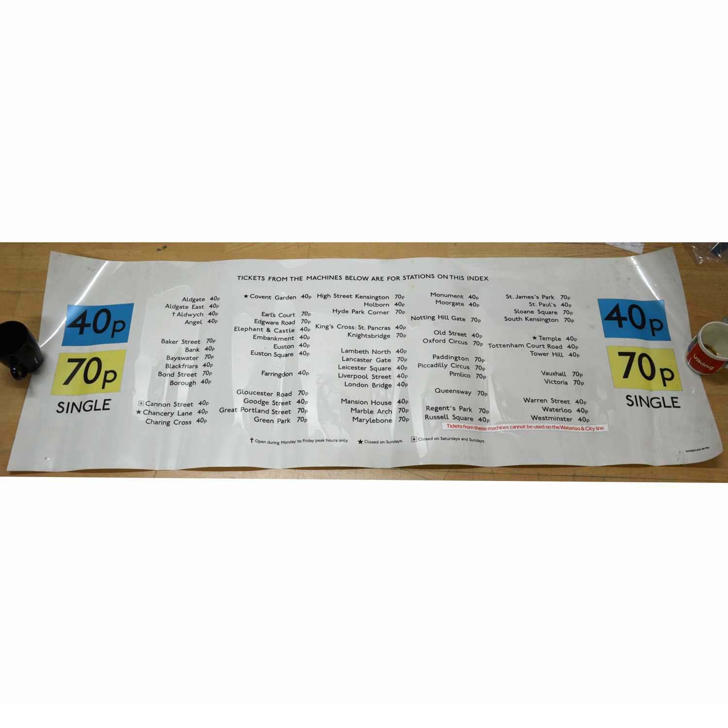 Lot 220 - Original London Underground Tube system map