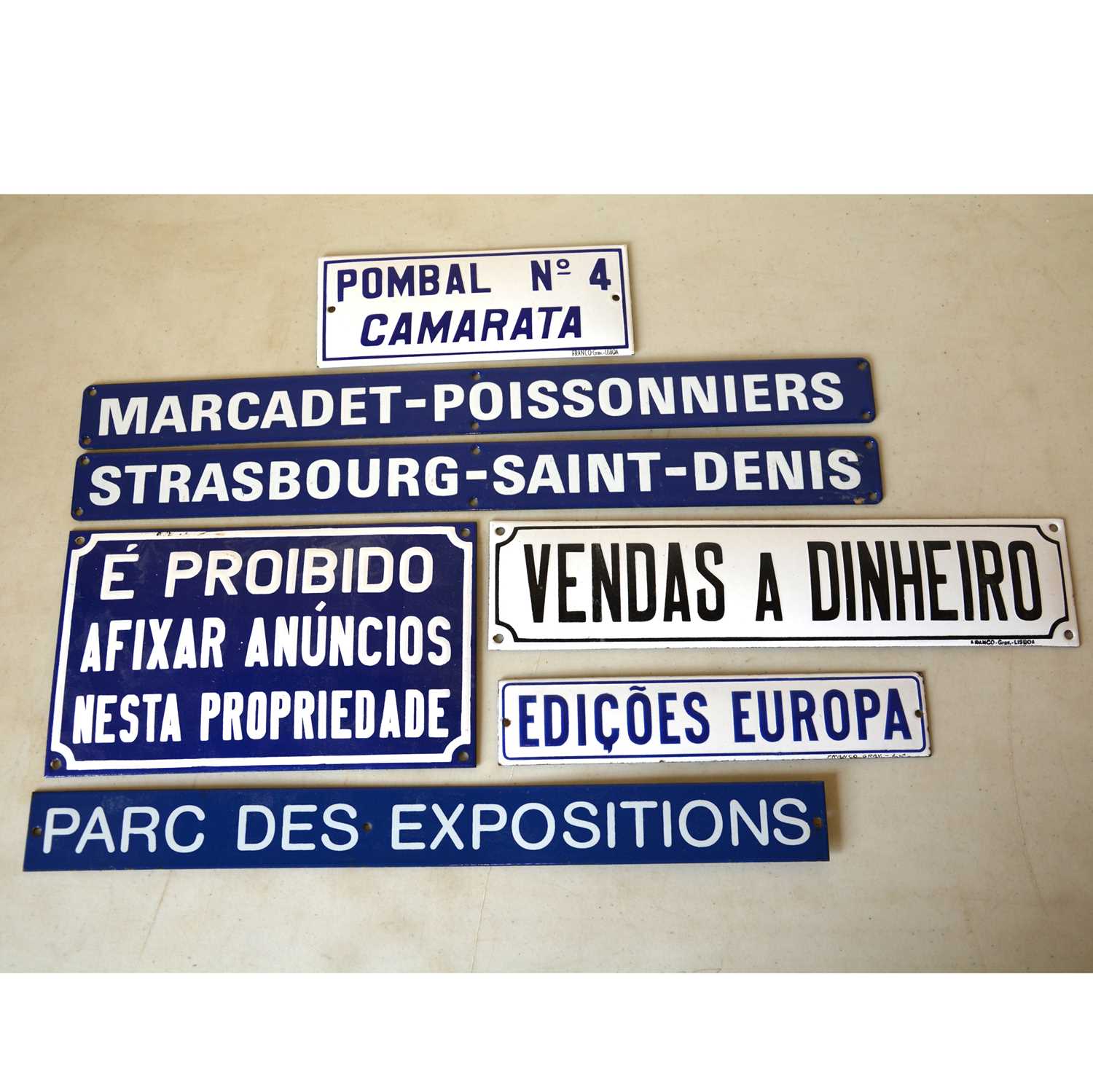 Lot 215 - Seven Original French enamel location signs,