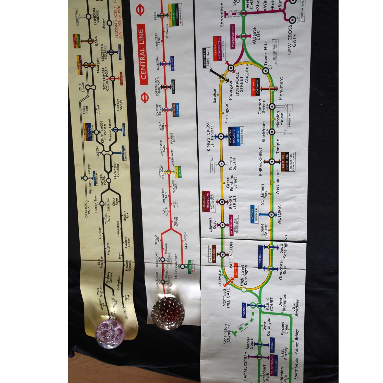 Lot 280 - Three London Underground carriage line route