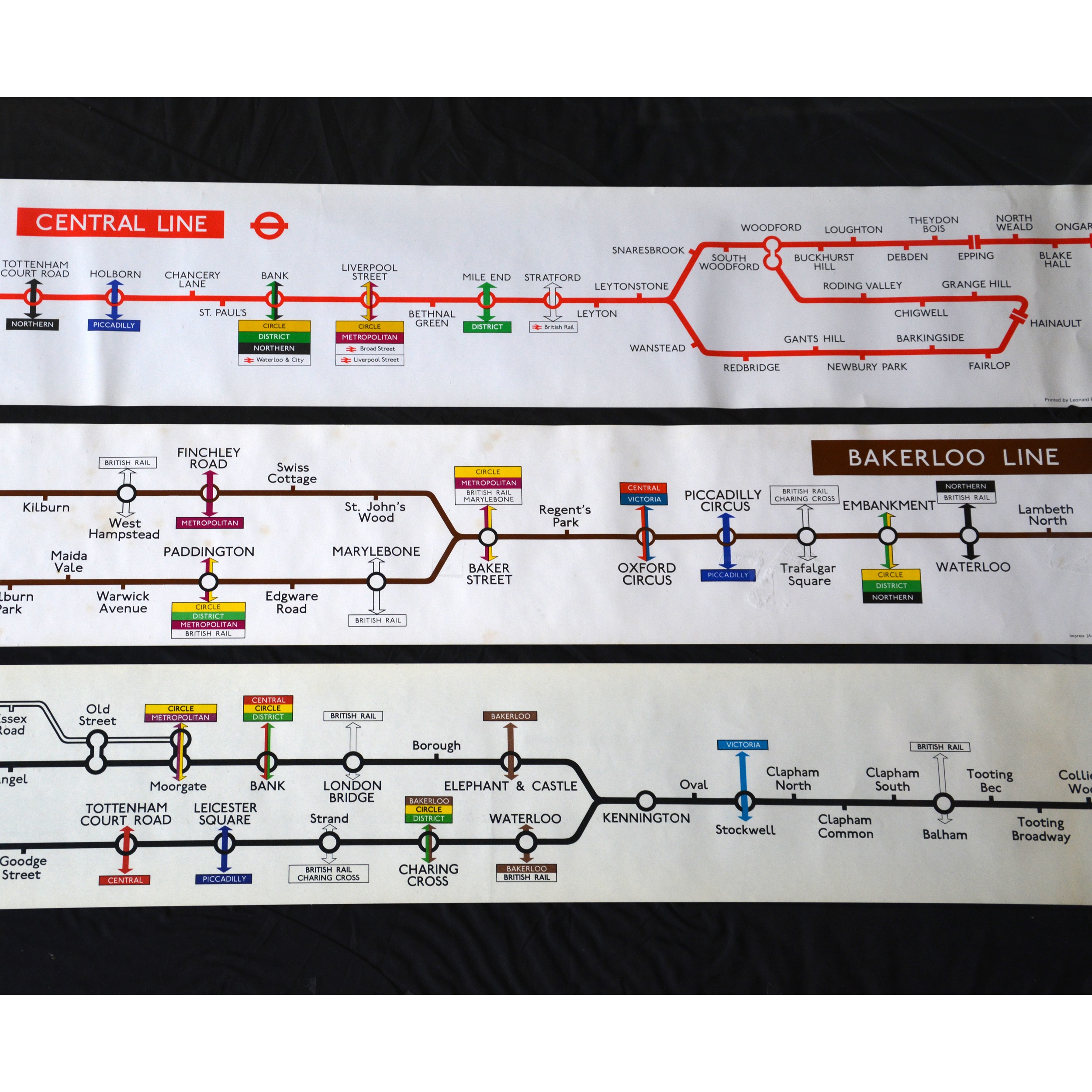 Lot 281 - Three London Underground carriage line route