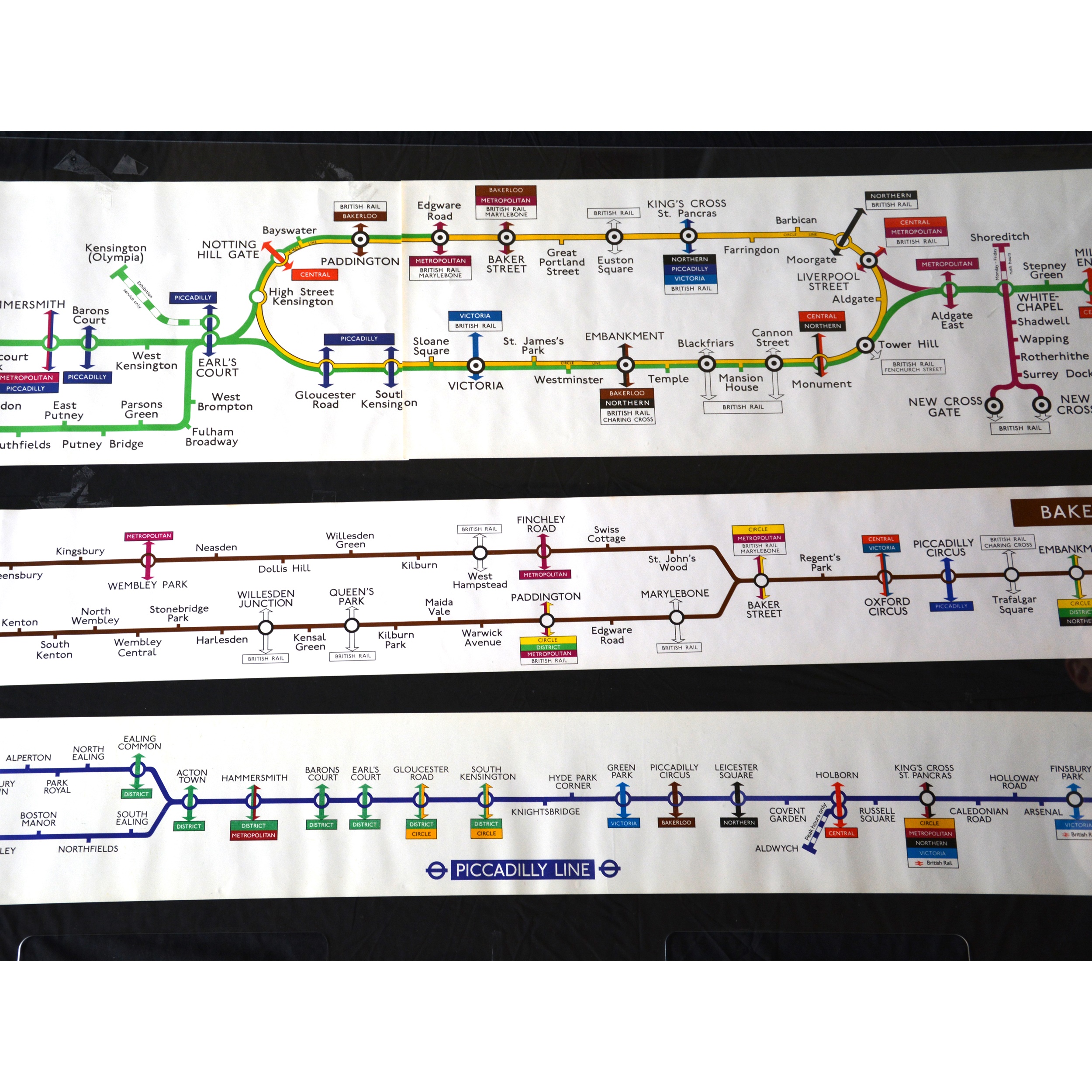 Lot 279 - Three London Underground carriage line route