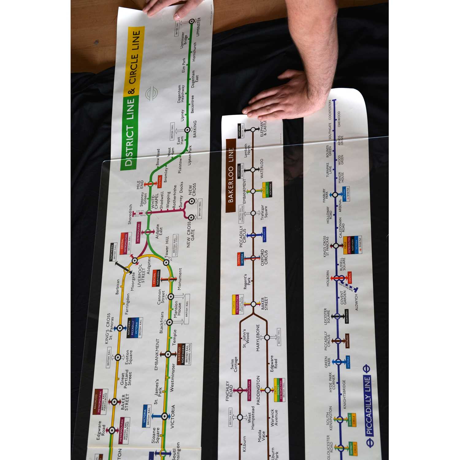 Lot 279 - Three London Underground carriage line route